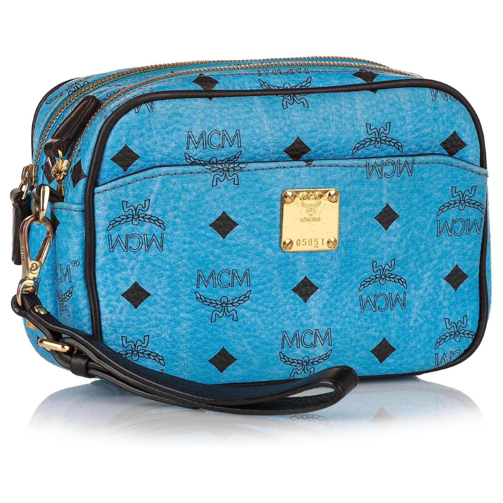 MCM Blue Visetos Leather Camera Bag Pony-style calfskin ref.659001 ...