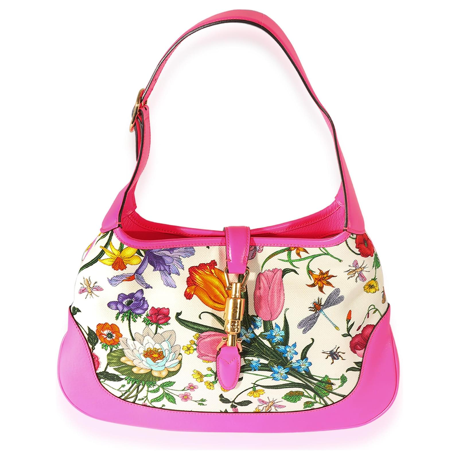 Gucci Flora Canvas Medium Jackie Pink ref.659389 - Joli Closet