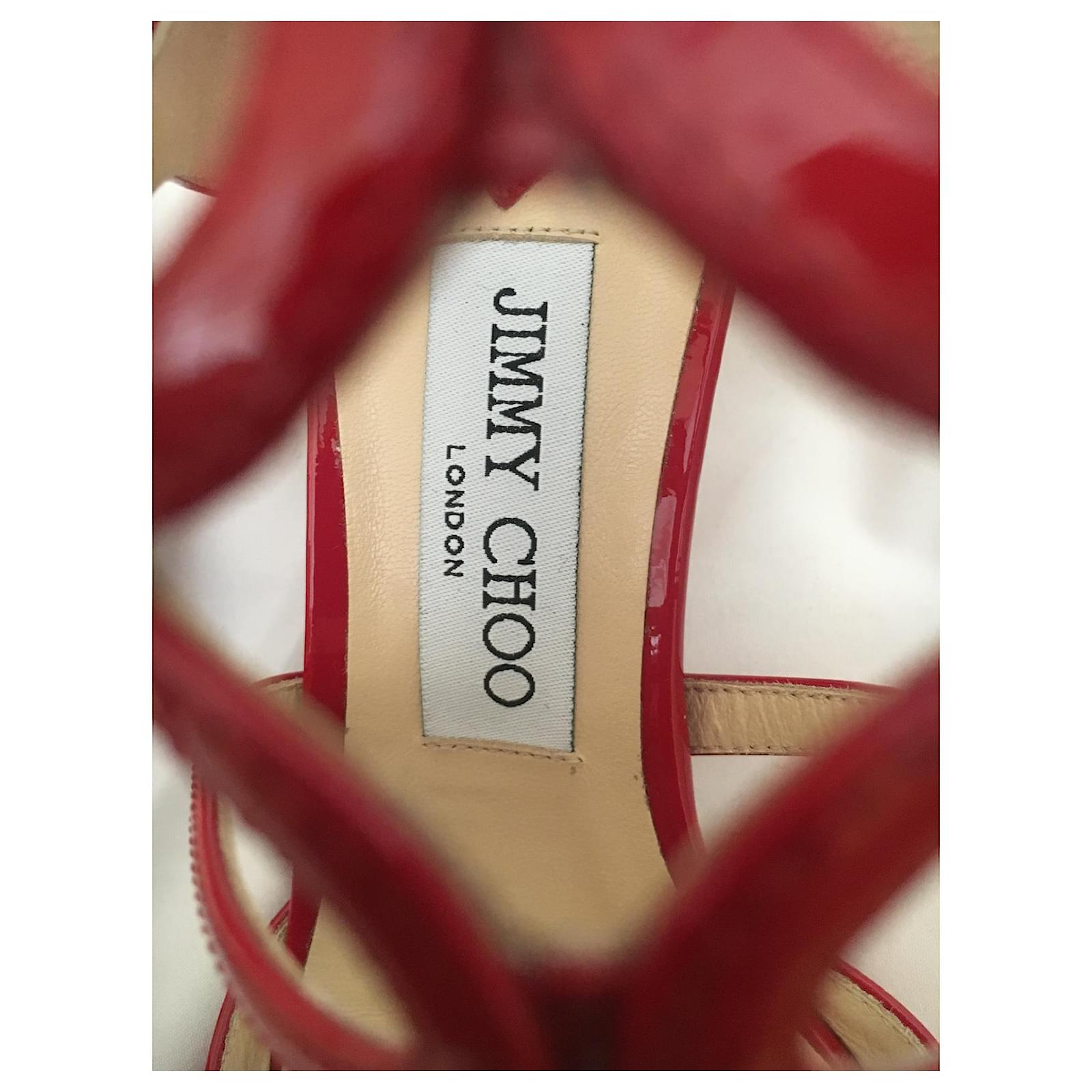 Jimmy Choo Launch 35 Red Patent leather ref.659650 - Joli Closet