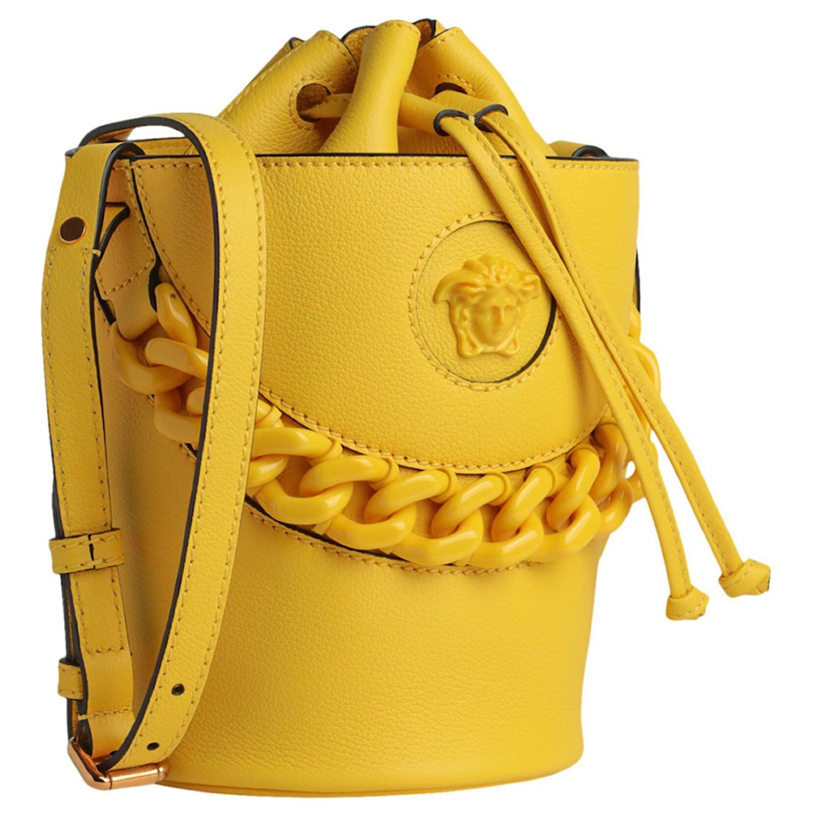 Versace La Medusa Bucket Bag Yellow Leather Pony-style calfskin ref ...