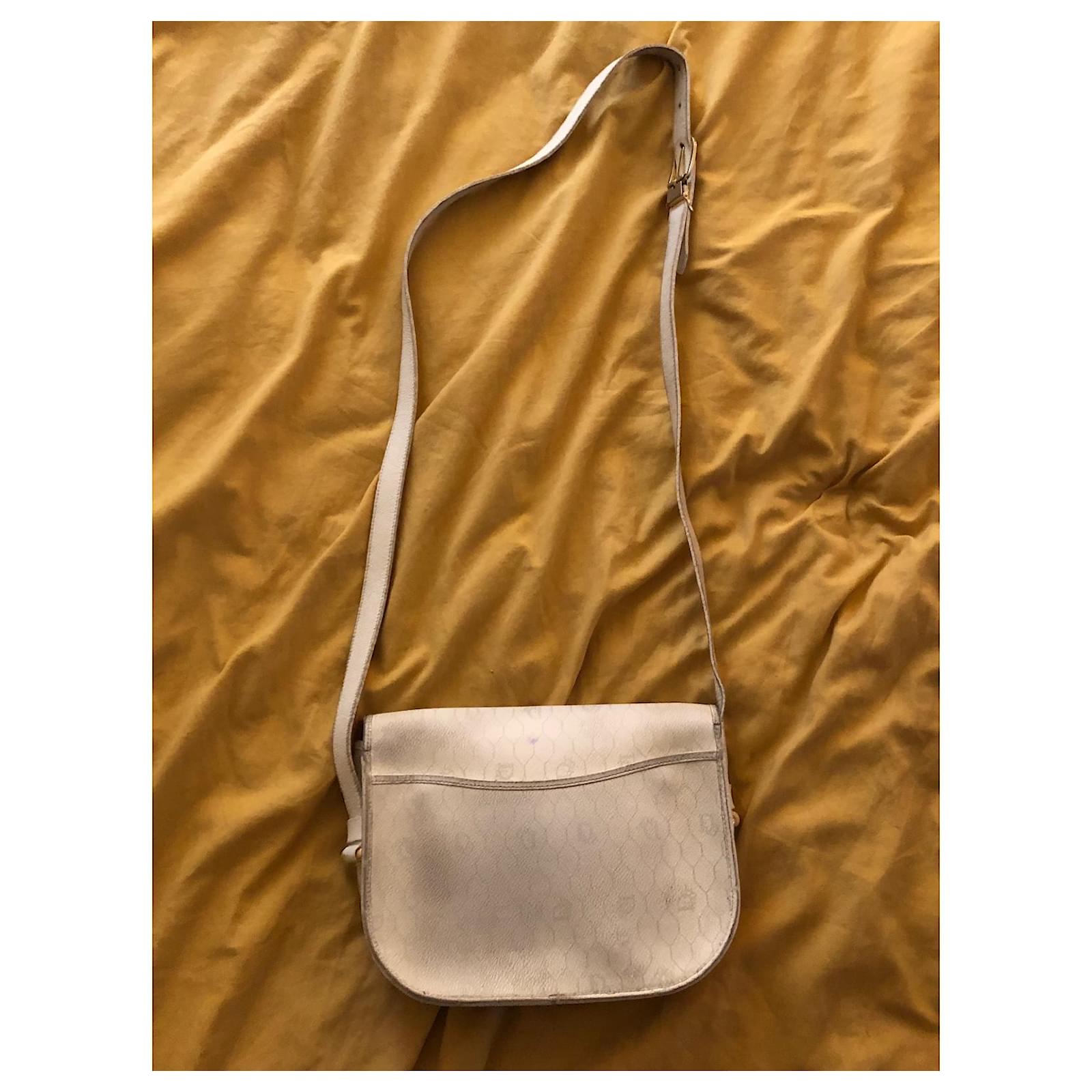 Christian Dior Small vintage Dior bag White Leather Cloth ref.662945 ...