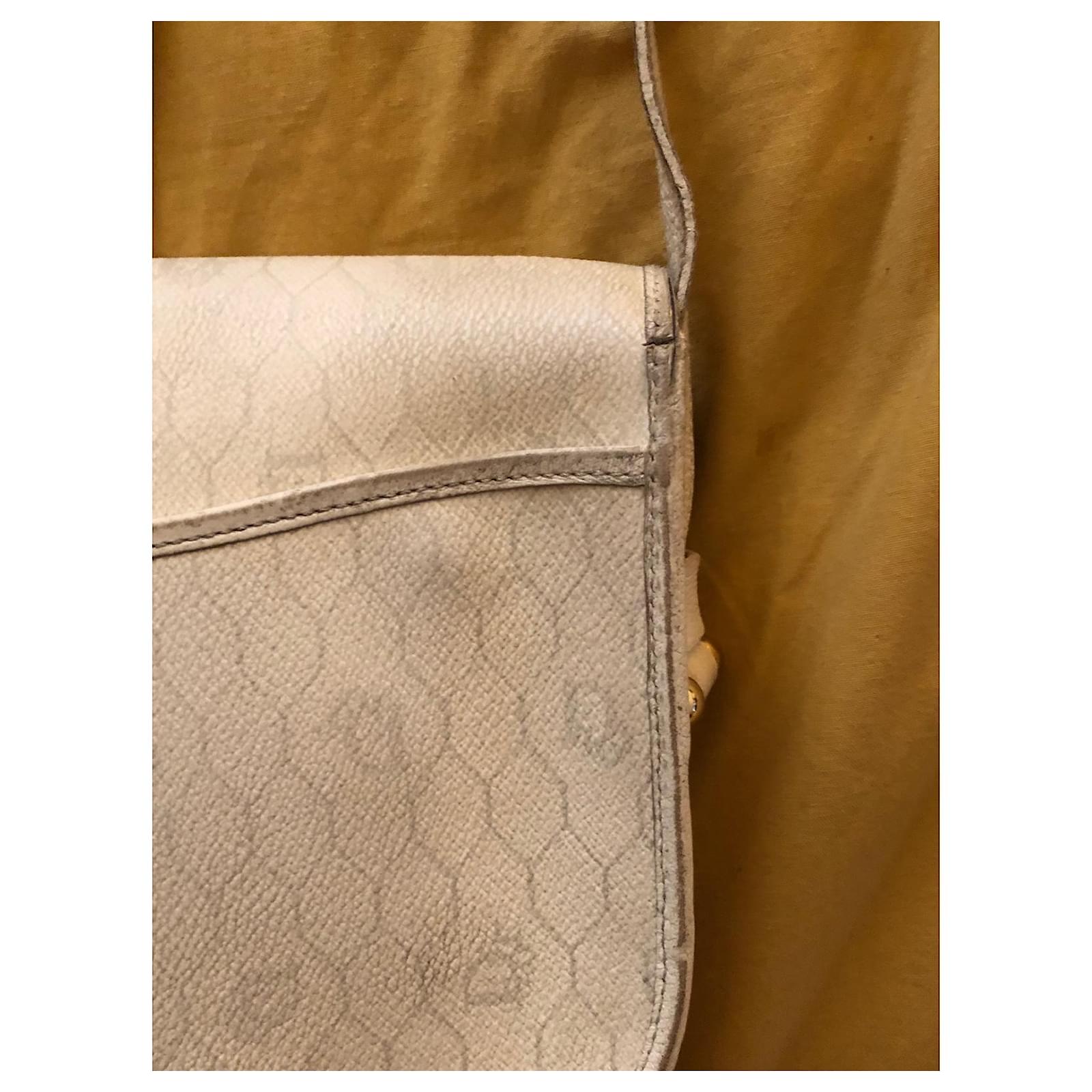 Christian Dior Small vintage Dior bag White Leather Cloth ref.662945 ...