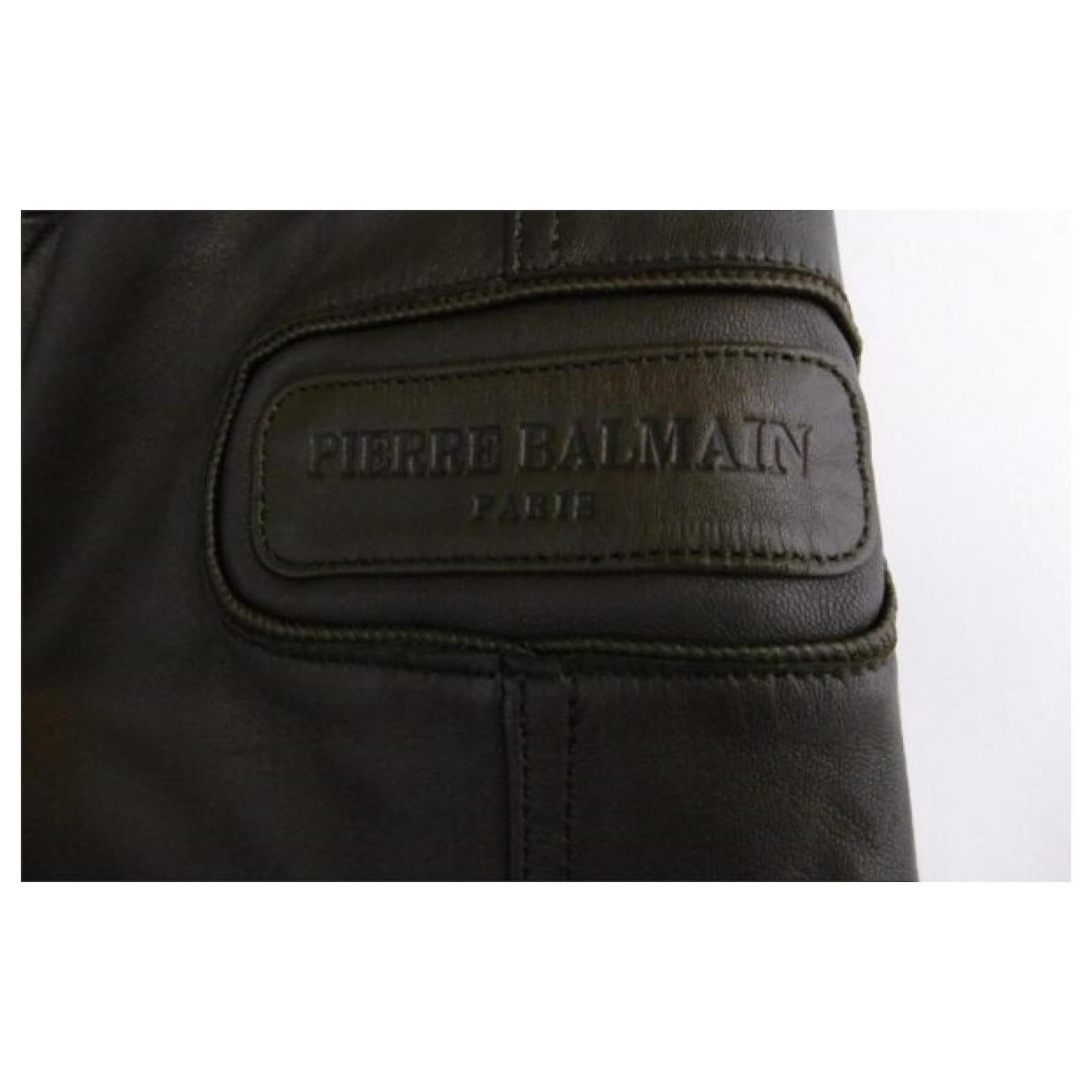 Pierre Balmain Leather Jacket Coat Dark Brown ref.664490 - Joli Closet