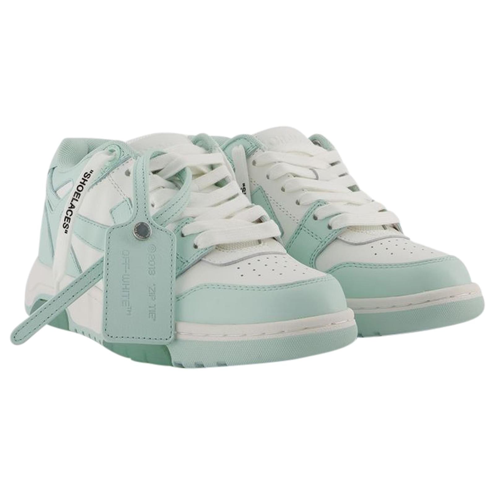 Off White Out of Office Sneakers in Green/White Leather ref.665081 ...