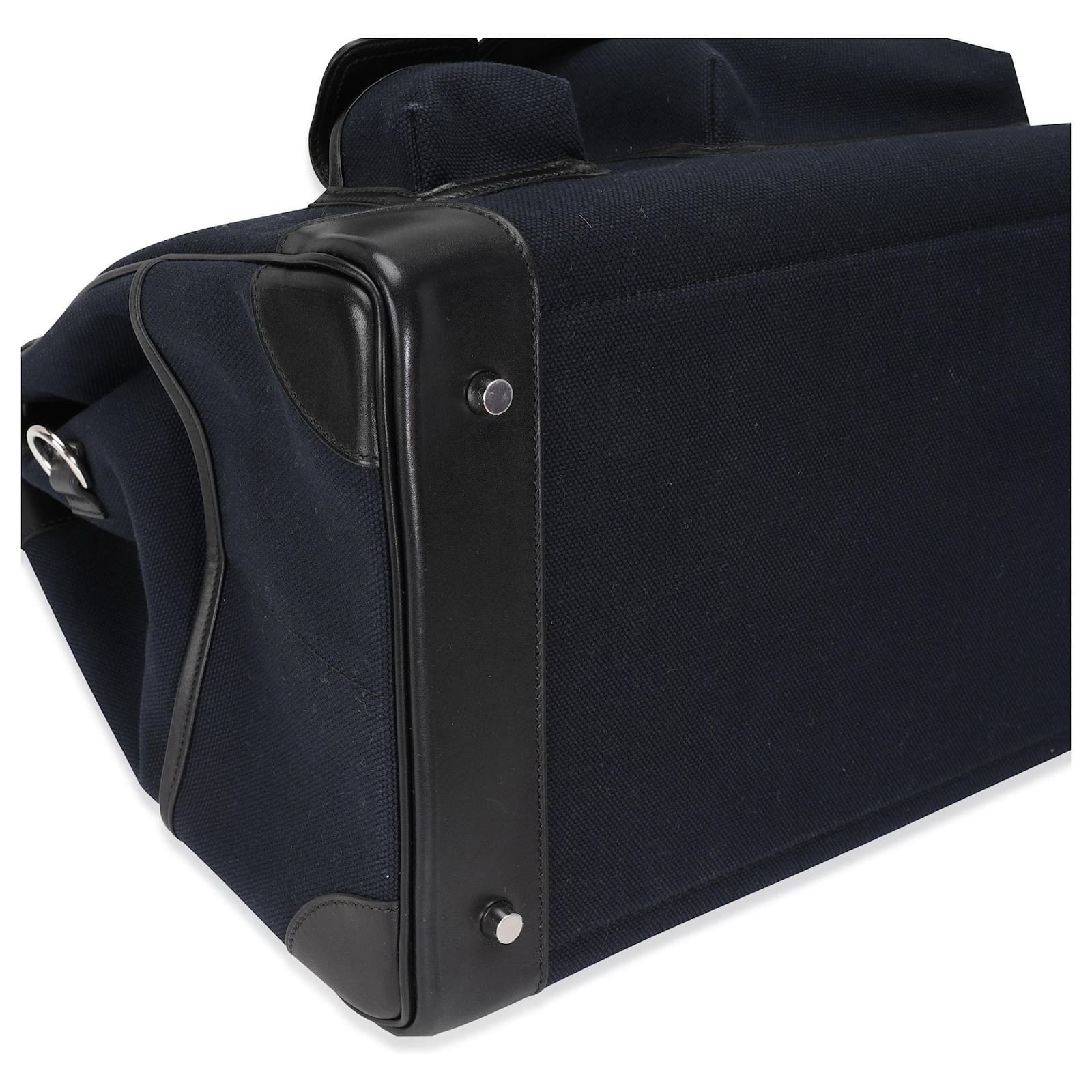 Hermès Hermes Bleu Marine Toile & Black Box Calf Cargo Hac 40 Phw ref ...
