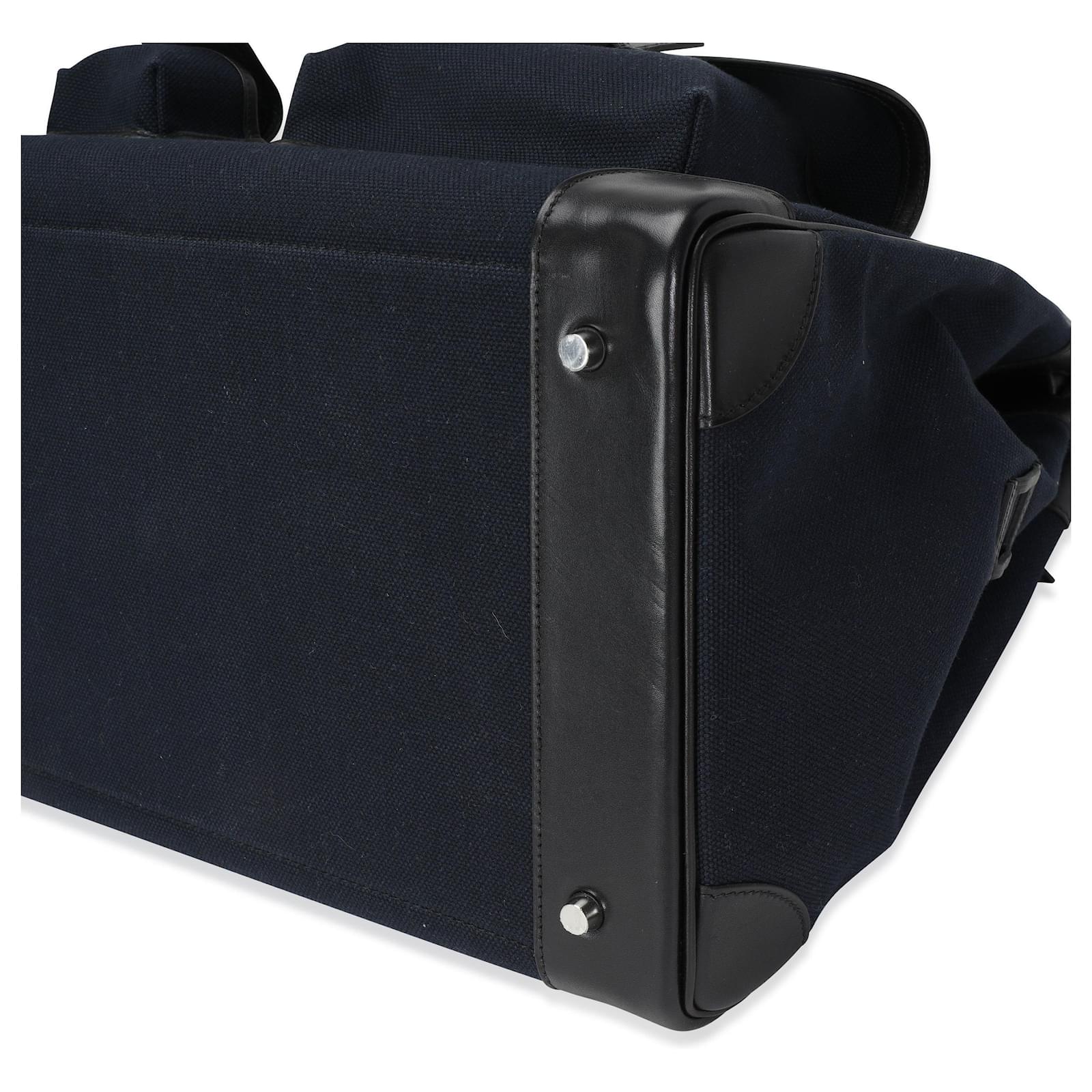 Hermès Hermes Bleu Marine Toile & Black Box Calf Cargo Hac 40 Phw ref ...