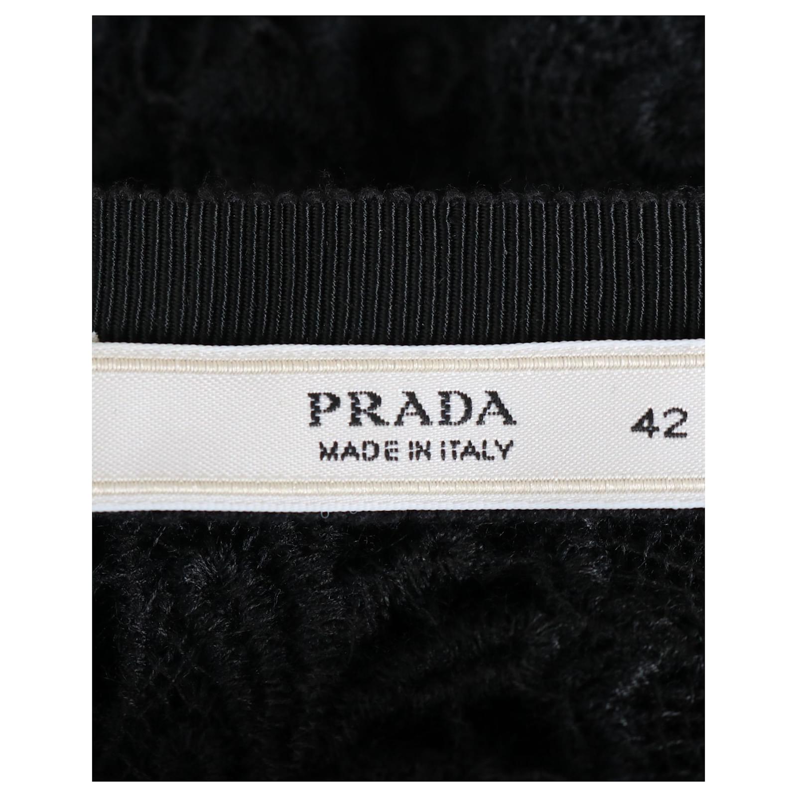 Robe en dentelle brodée Prada en laine noire ref.667753 - Joli Closet