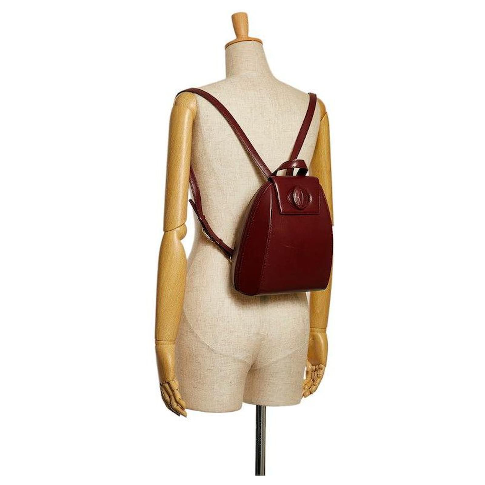 Cartier Must De Cartier Leather Backpack red Pony-style calfskin ref ...