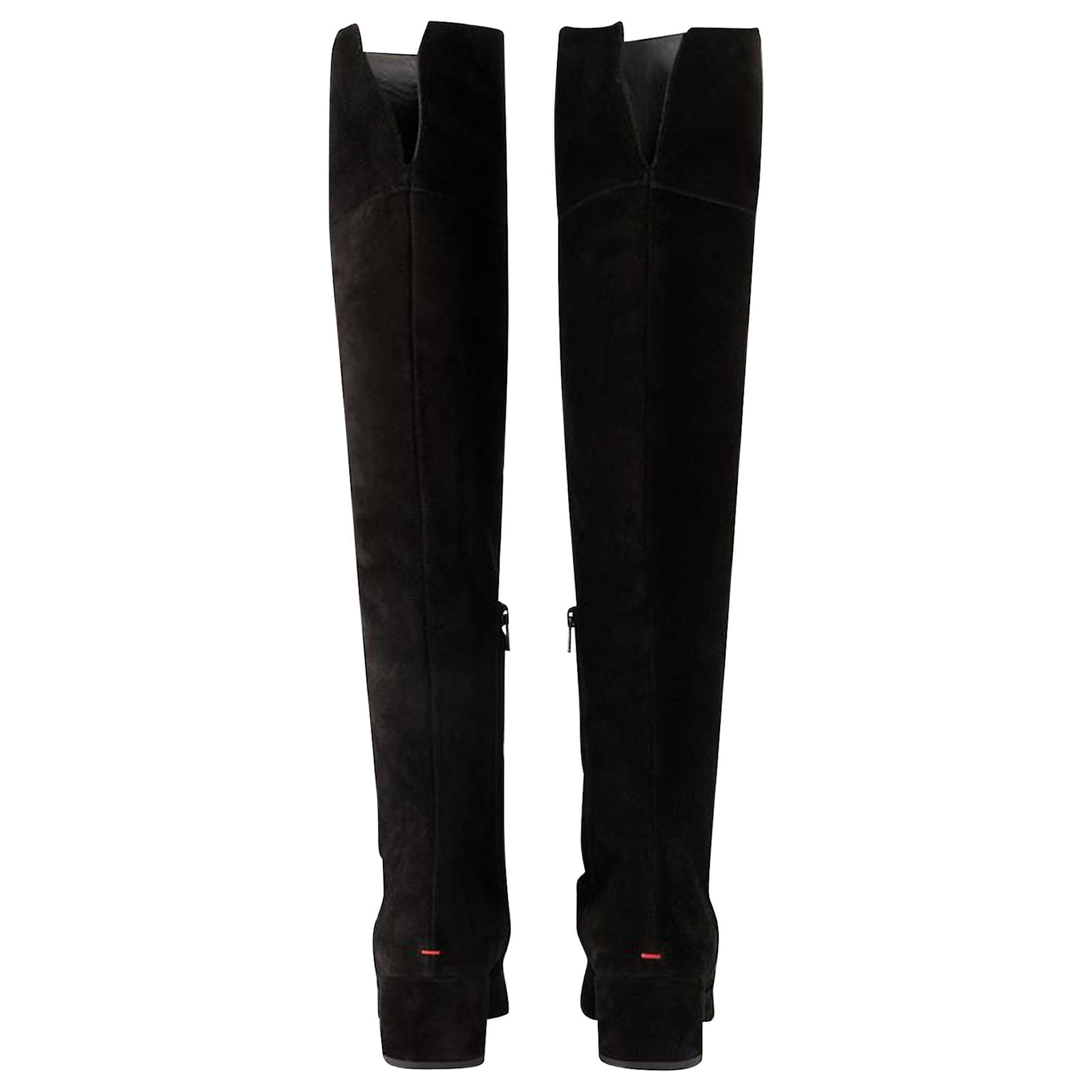 Aeyde Letizia 45Mm Thin Block Square in leatherToe Over The Knee Boot ...