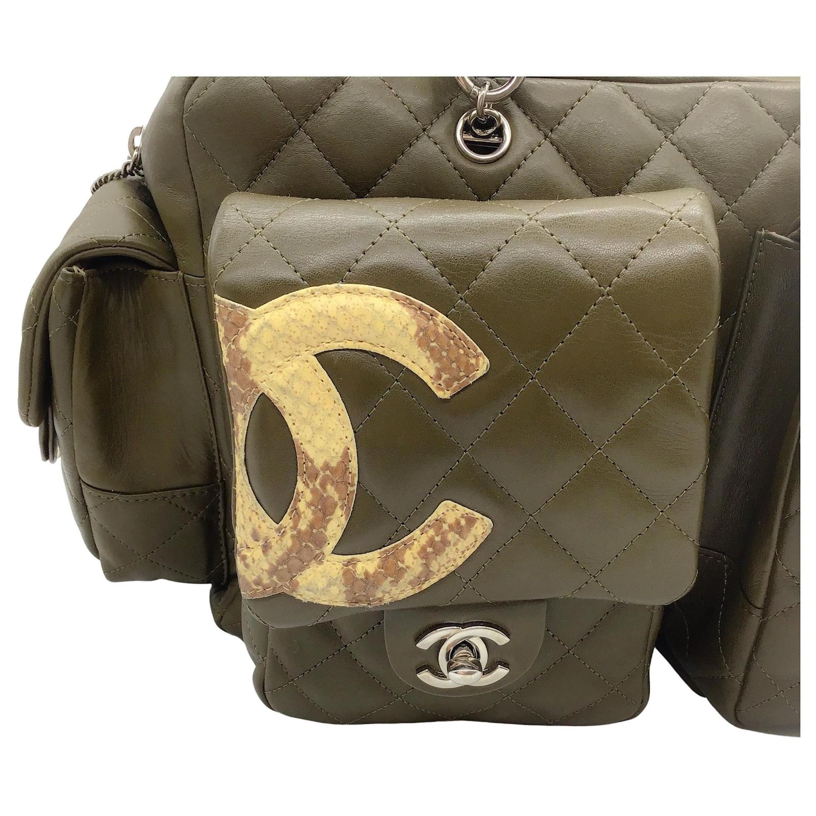 Chanel Reporter Cambon Multipocket Quilted Olive Green Leather Shoulder ...
