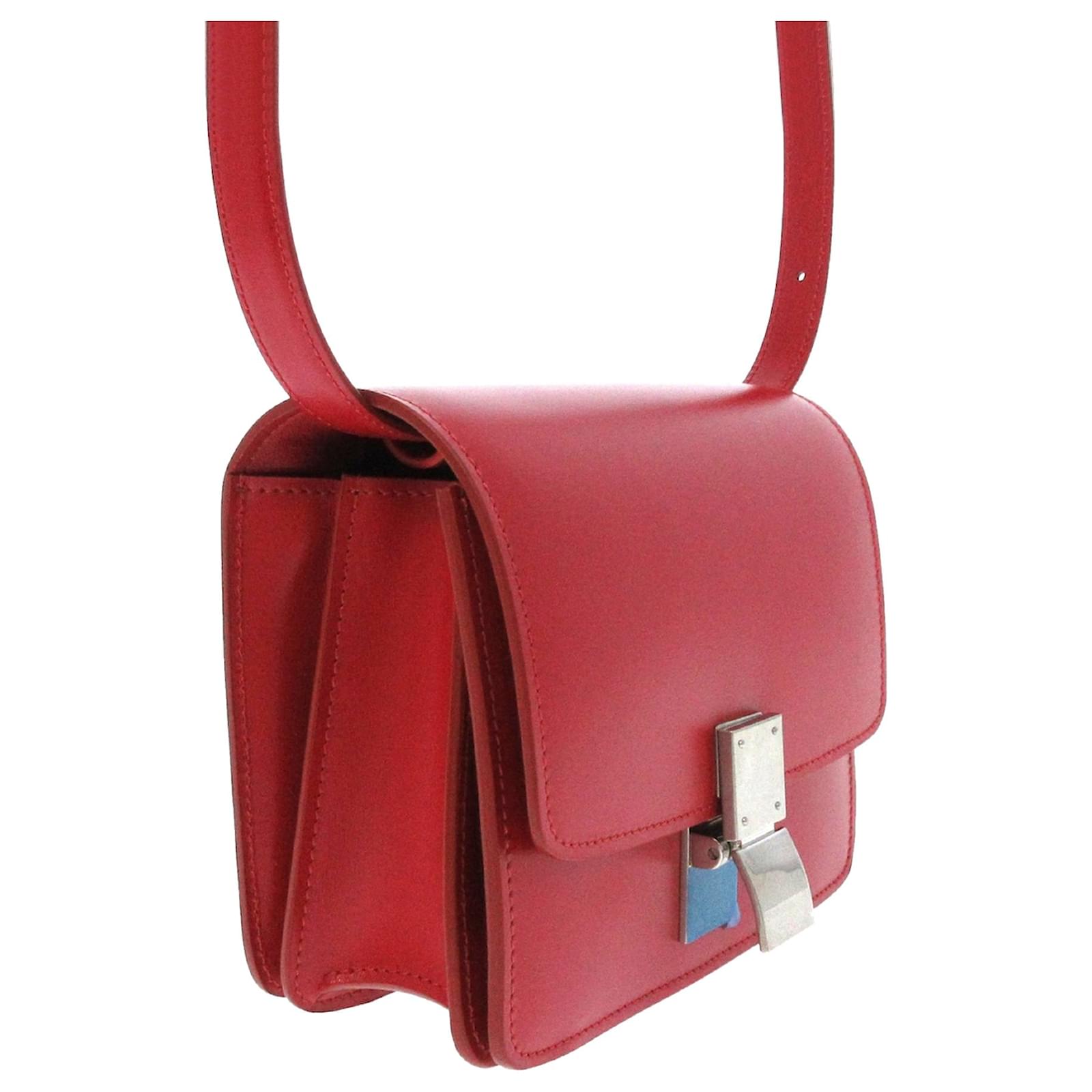 Céline Celine Red Teen Classic Box Leather Pony-style calfskin ref ...