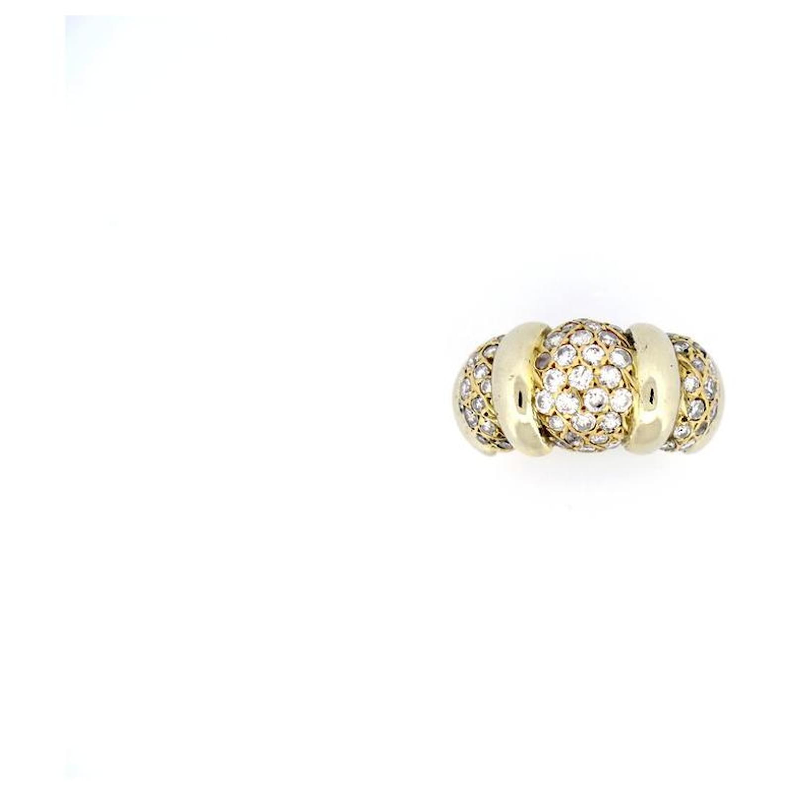 Autre Marque BAGUE JONC T47 OR JAUNE 18K ET DIAMANTS 8.5GR YELLOW GOLD ...