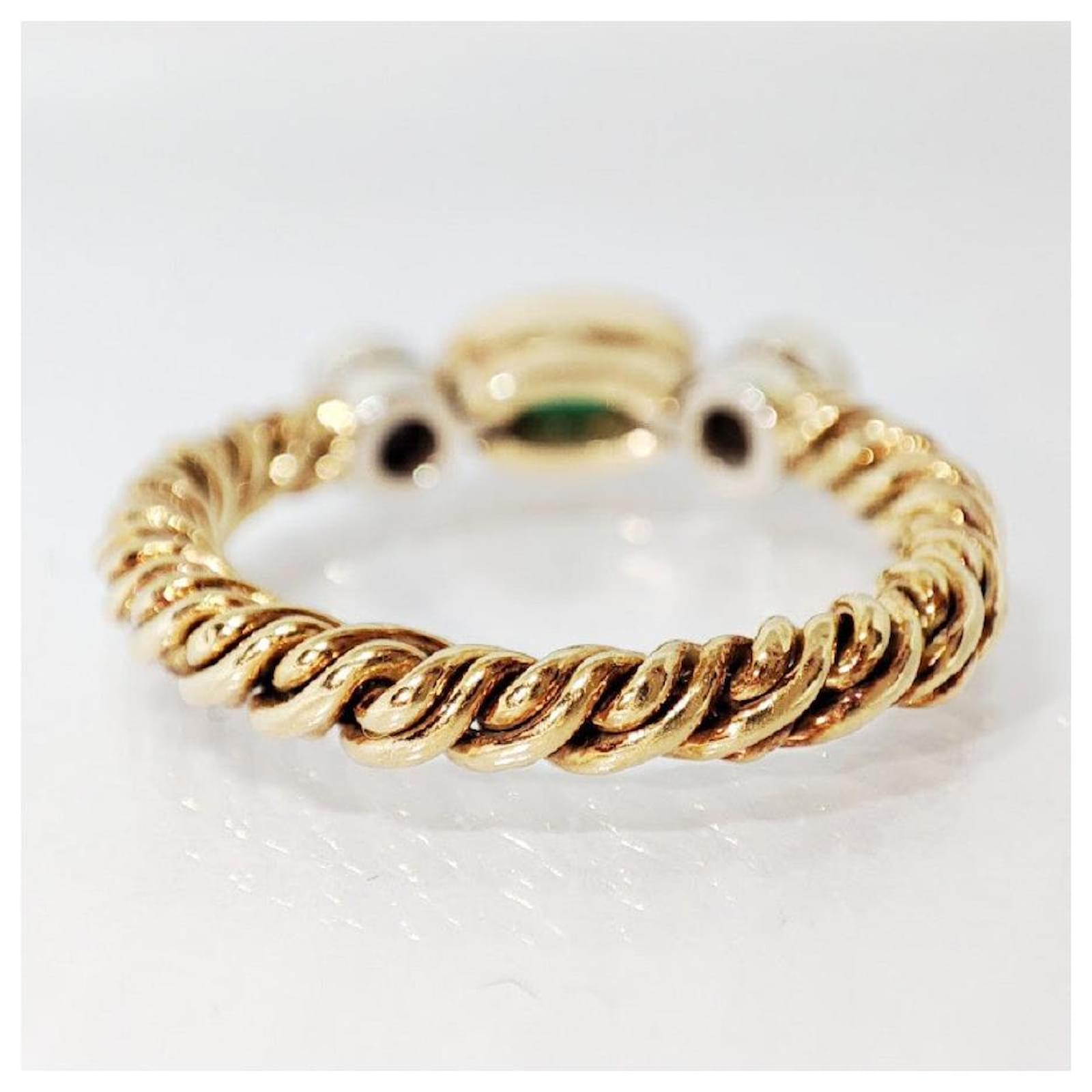*Pomellato Pomellato Emerald Diamond Ring Vintage Golden White gold ...