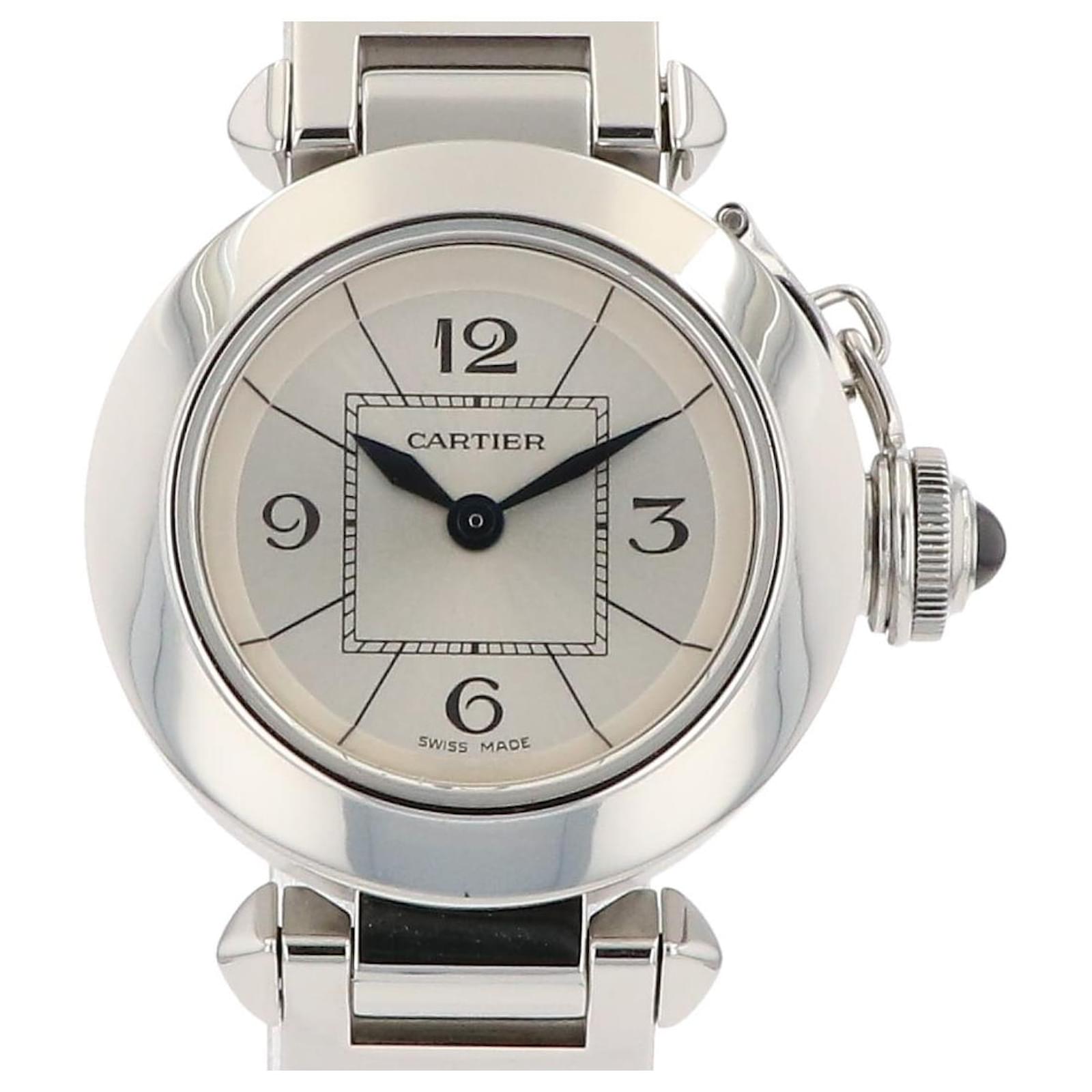 *Cartier Miss Pacha Quartz Cuir Acier Argenté ref.672809 - Joli Closet