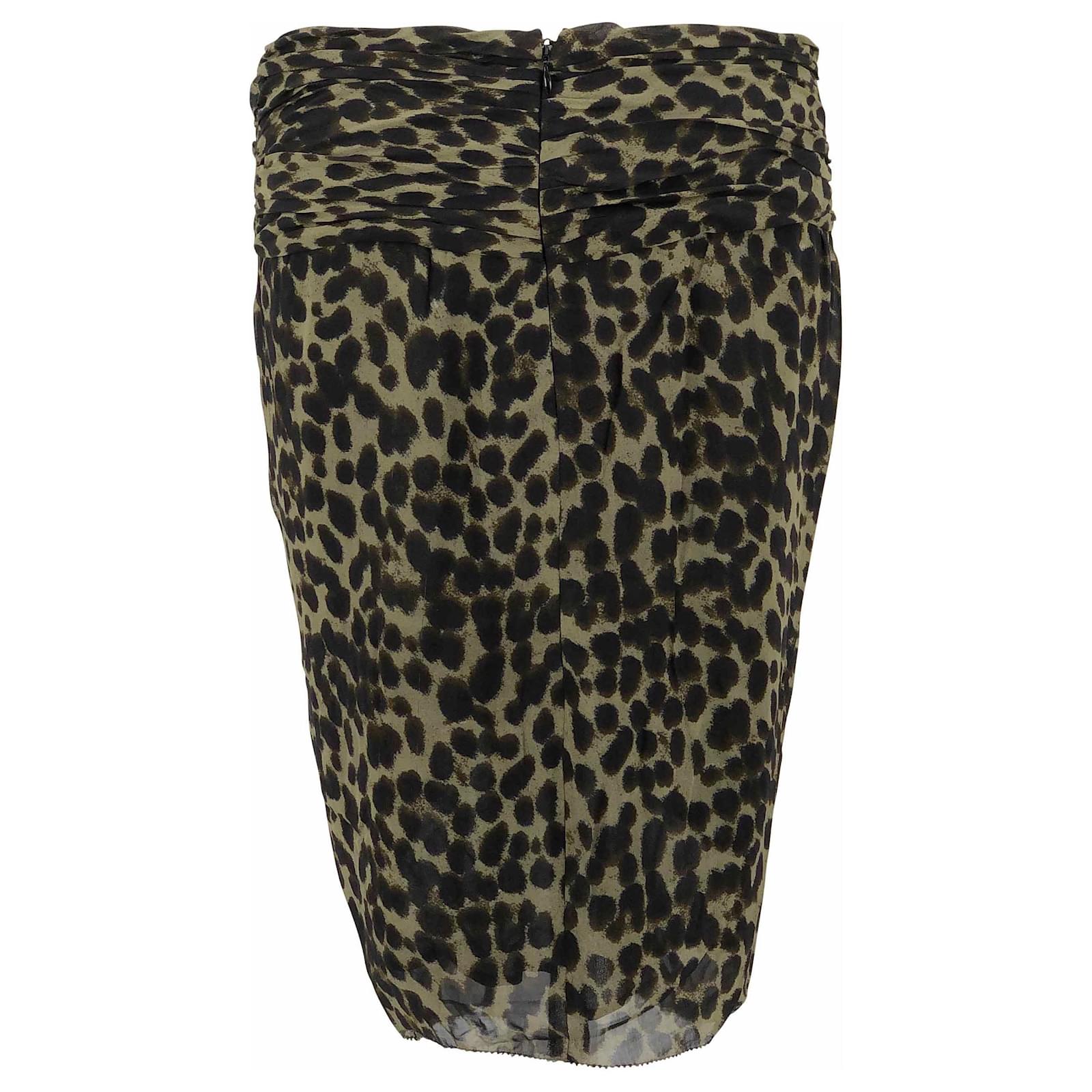 Jupe Isabel Marant Etoile en imprimé léopard vert Viscose Fibre de ...