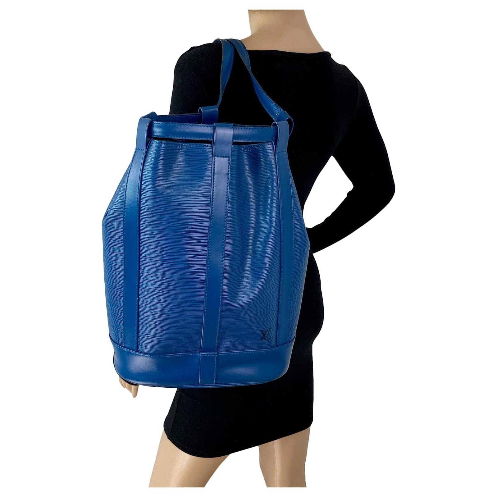 LOUIS VUITTON RANDONNEE PM Blue Epi Leather Shoulder Bag Backpack ...