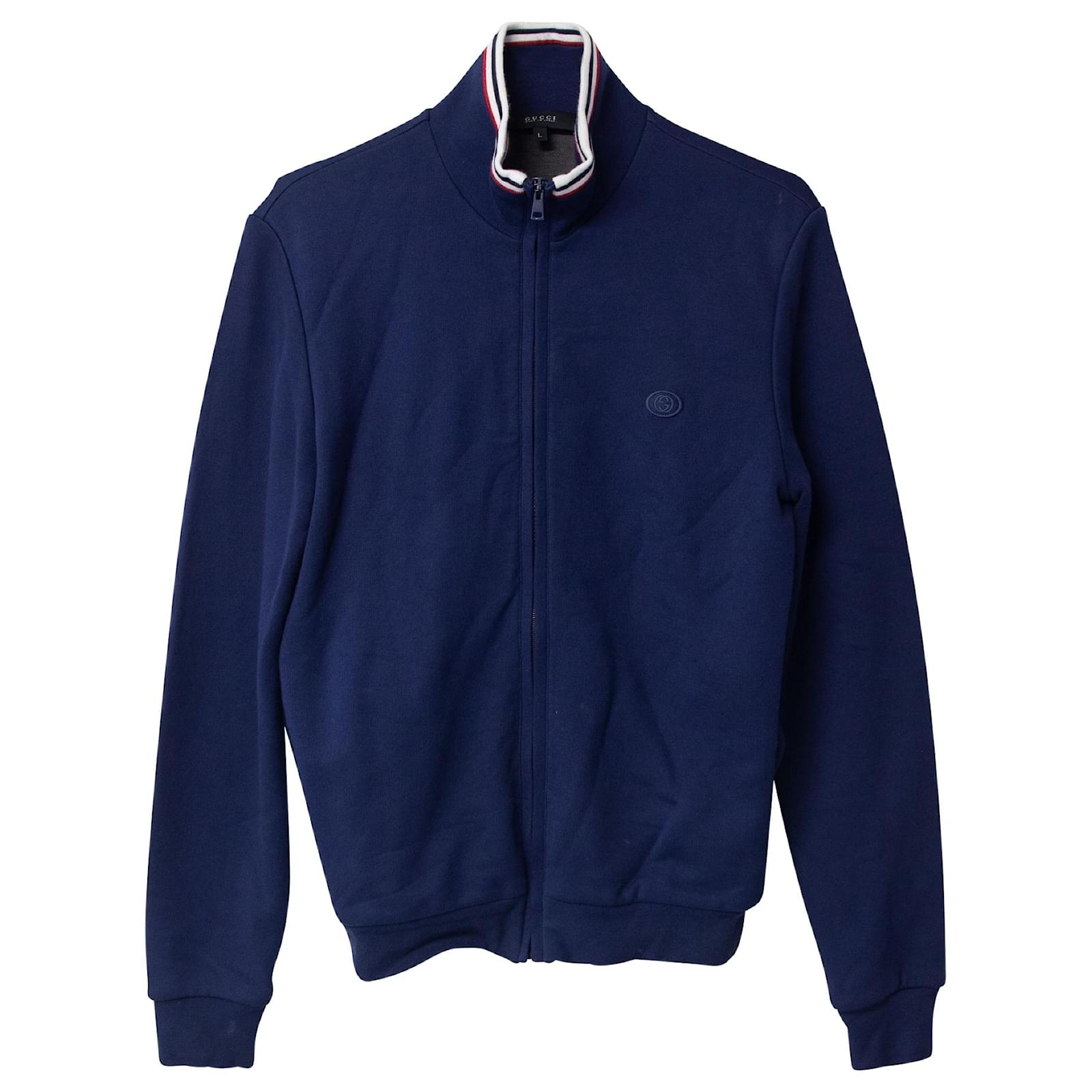 Gucci Zip-Up Sweater Jacket in Navy Blue Cotton ref.675473 - Joli Closet