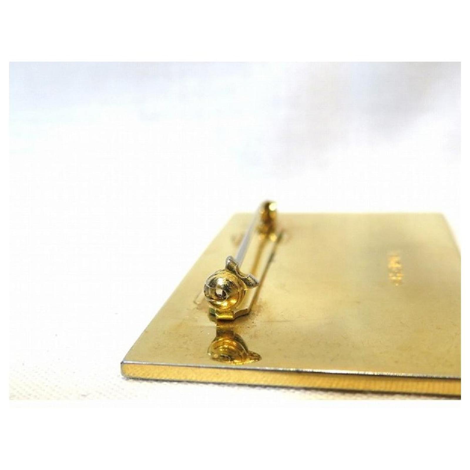 * CHANEL Logo Plaque Broche Vintage Marque Accessoire Doré ref.679745 ...