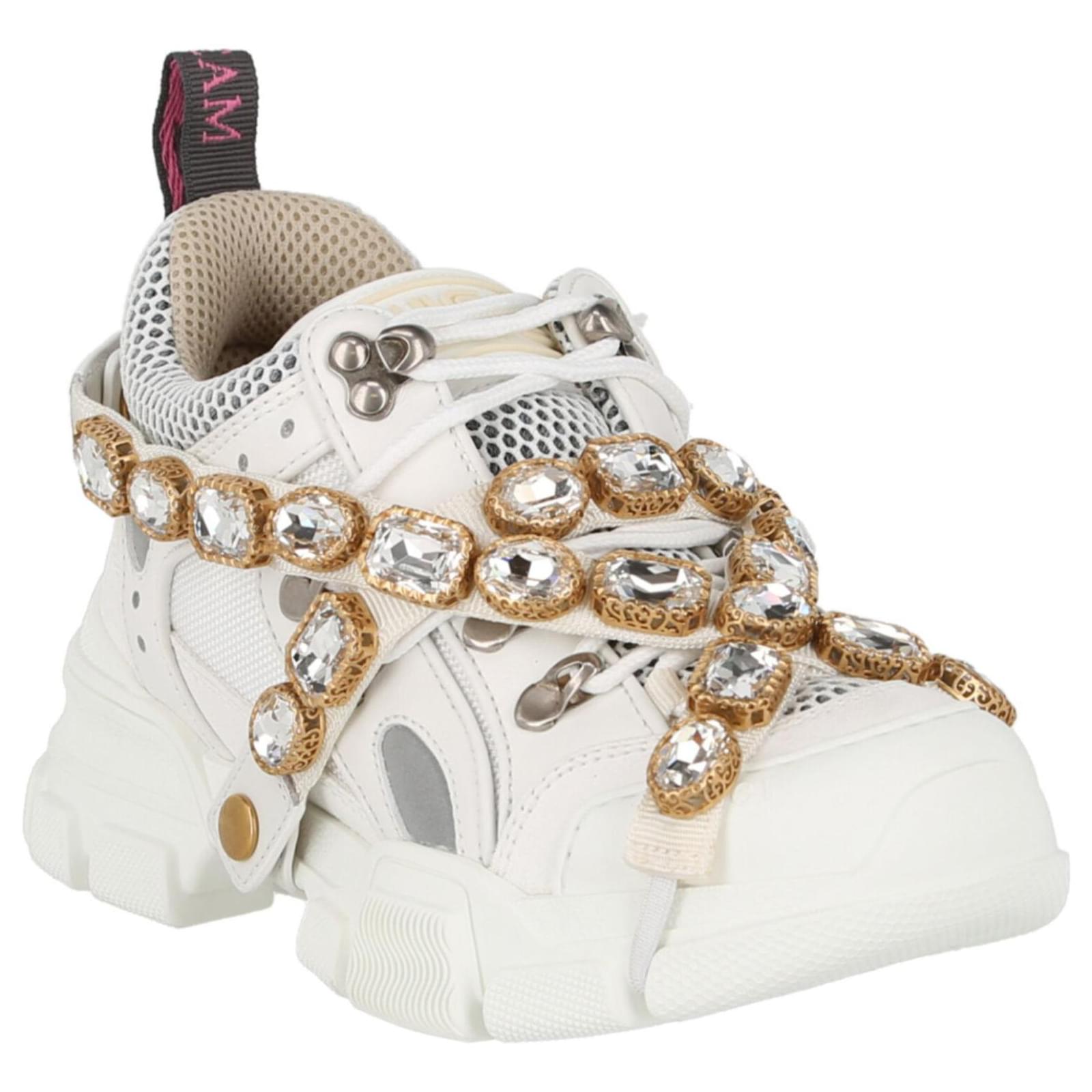 Gucci Flashtrek Chunky Leather Sneakers White ref.685314 - Joli Closet