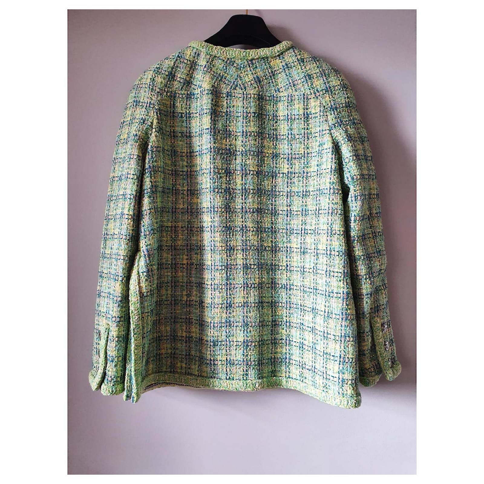 chanel tweed jacket Green ref.692534 - Joli Closet