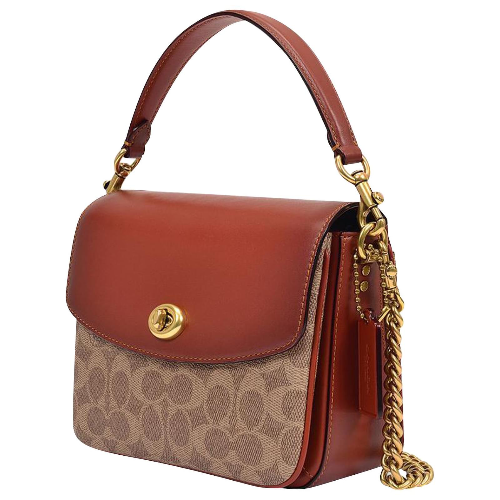 Coach Cassie 19 Crossbody Bag in Tan Signature Coated Ca Brown Cloth ...