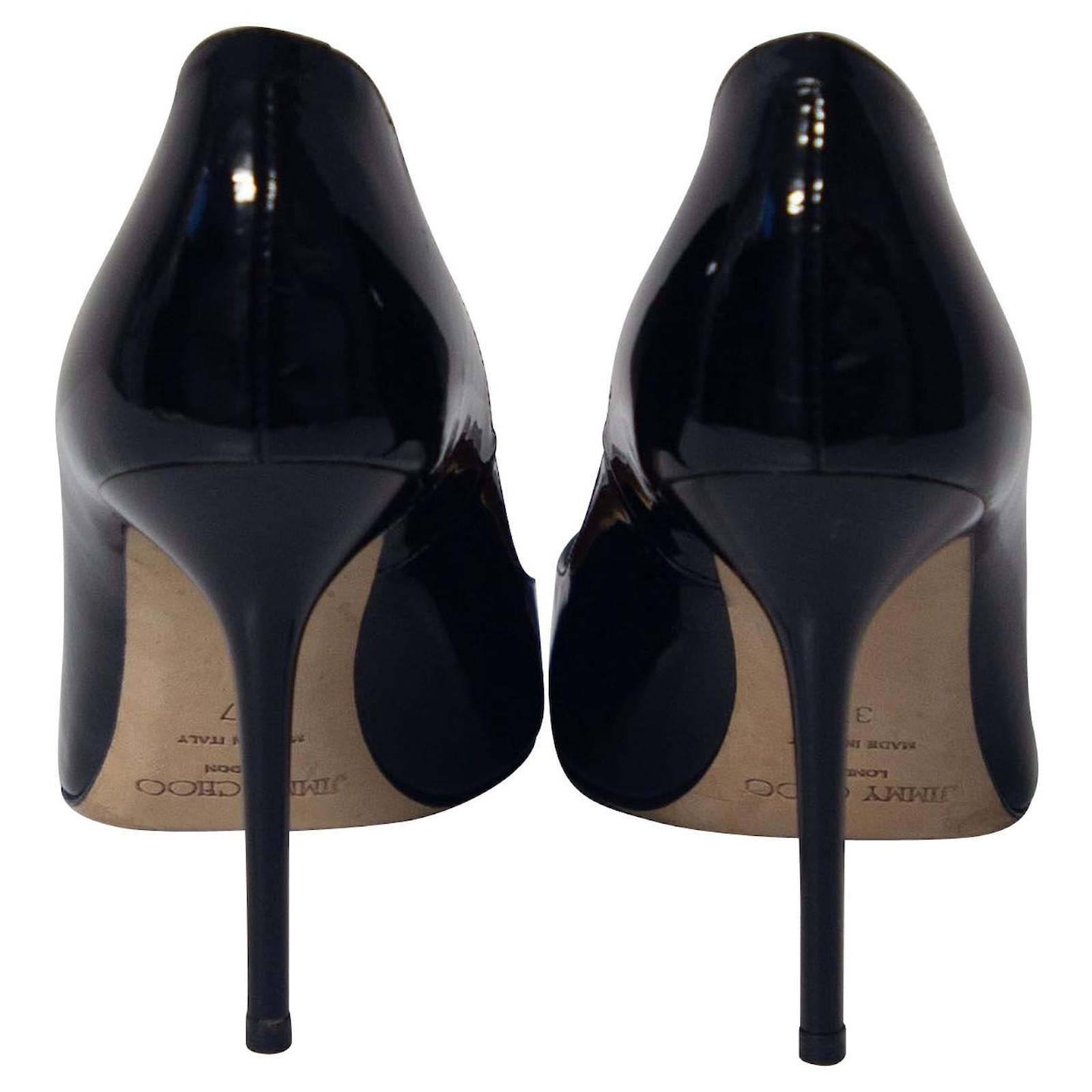 Jimmy Choo Romy 100 Point Toe Pumps in Black Patent Leather ref.696966 ...