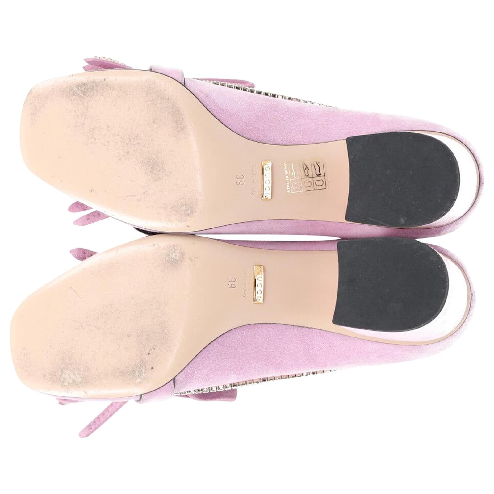 Gucci Mocassins Marmont Ornés de Cristaux en Daim Rose Suede ref.697195 ...