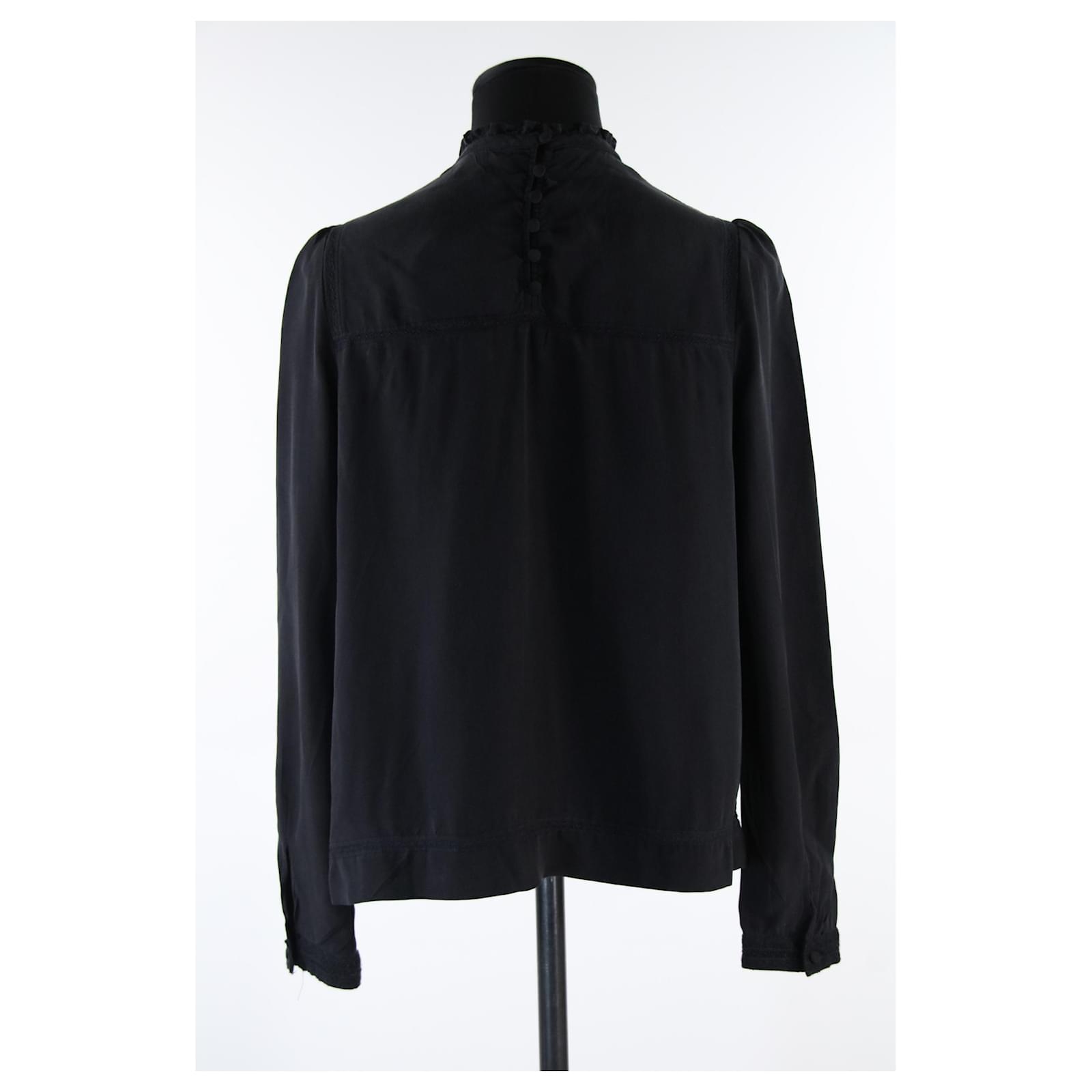 Sézane Top Sezane 36 Black Silk Ref697650 Joli Closet