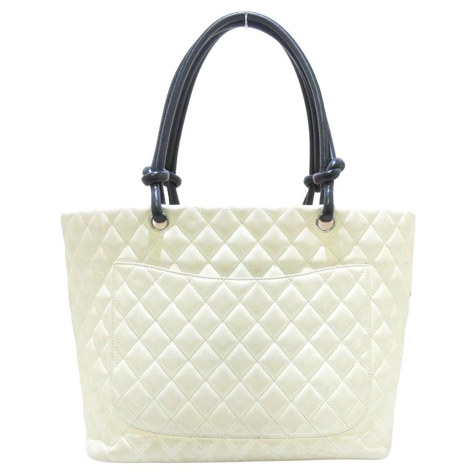 Chanel Cream Ligne Cambon Python Tote Bag White Leather ref.700711 ...