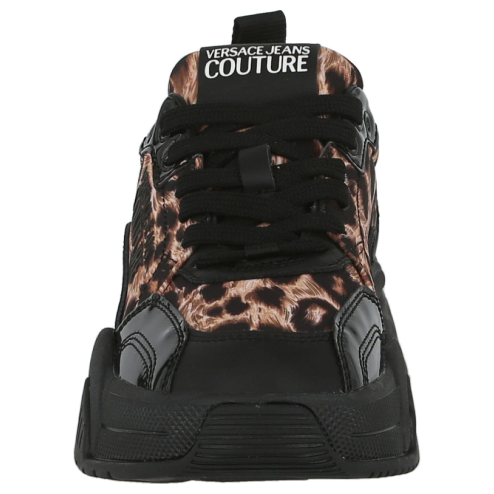 Versace Jeans Couture Versace Jeans Leopard Print Chunky Sneakers Black ...