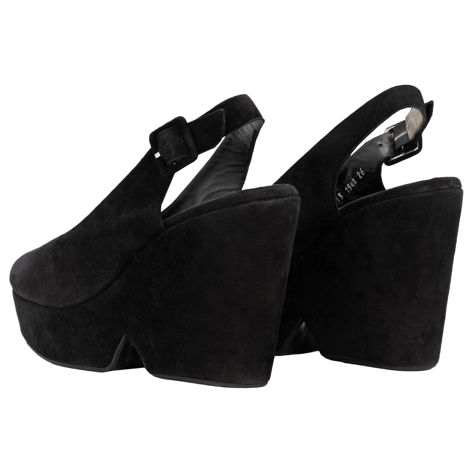 Robert Clergerie Talons compensés en daim Cuir Noir ref.703617 - Joli ...