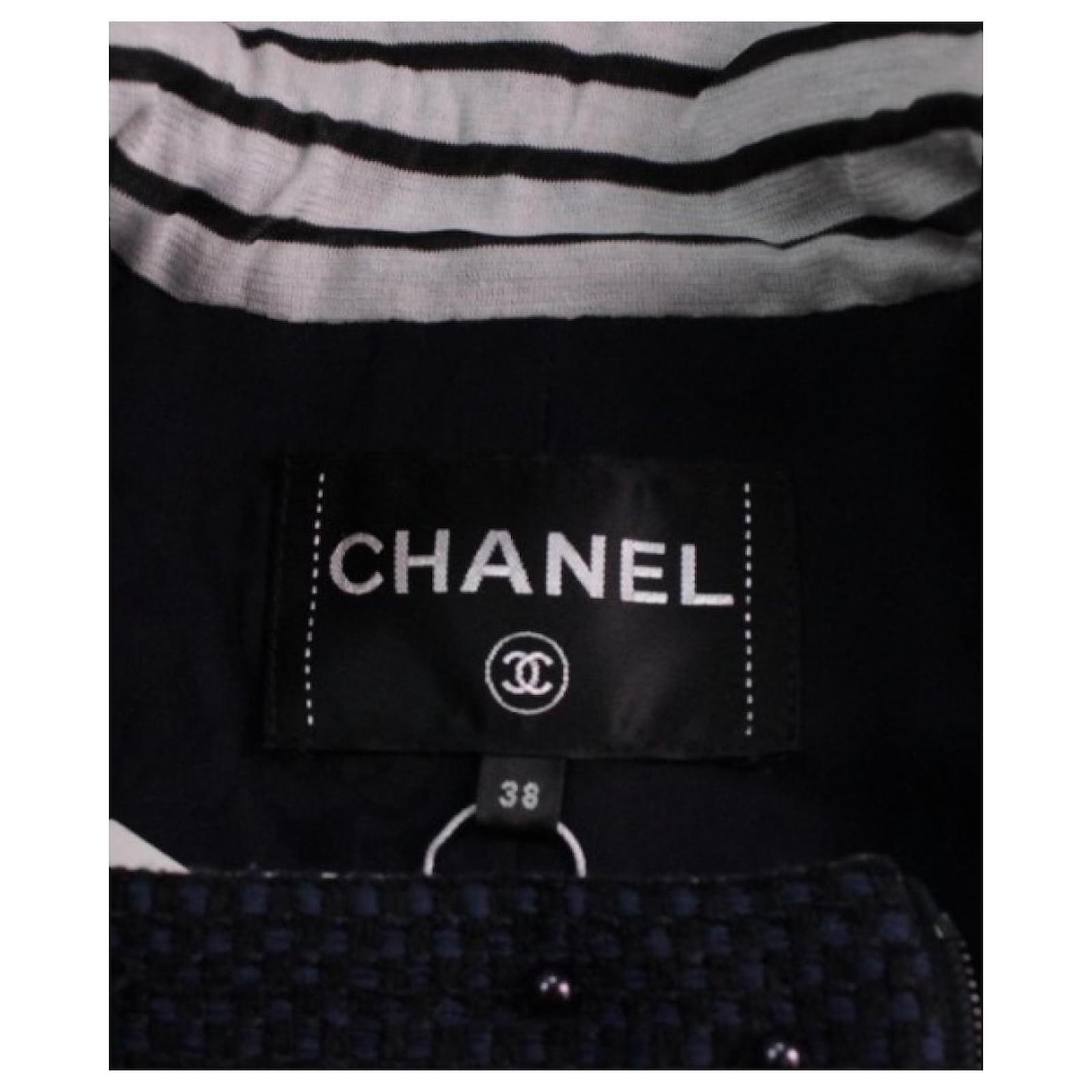 * CHANEL Jacket (Other) Women's Navy blue Cotton Polyester Nylon Rayon ...