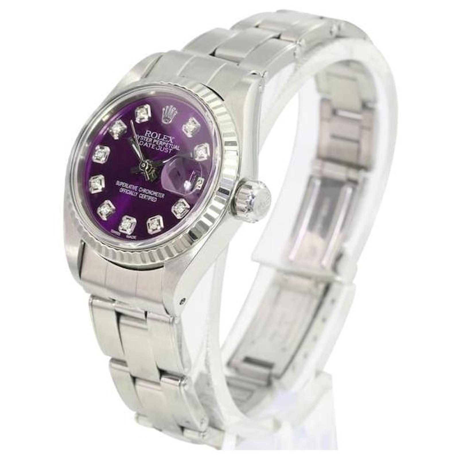 Rolex Purple Lady Datejust Diamond Dial Fluted Bezel 26mm Oysterwatch ...