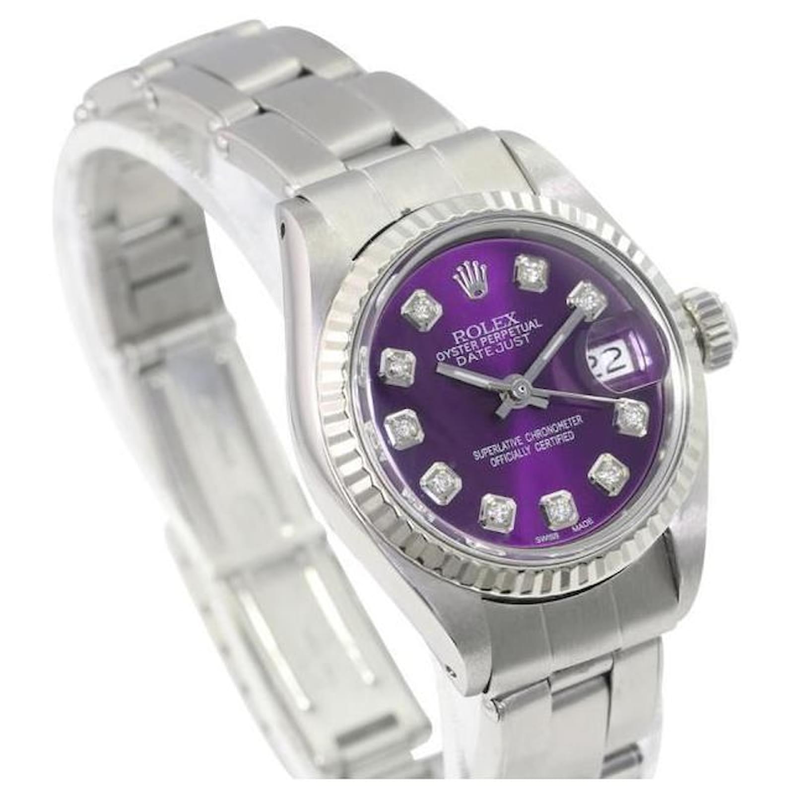 Rolex Purple Lady Datejust Diamond Dial Fluted Bezel 26mm Oysterwatch ...