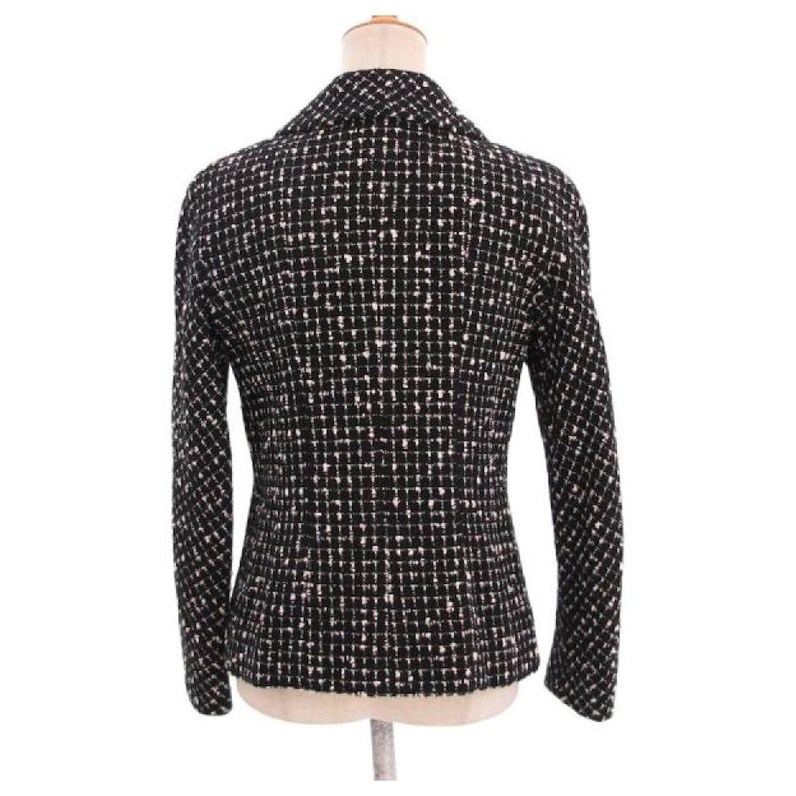 * CHANEL Jacket Black White Polyester Wool Nylon ref.707208 - Joli Closet