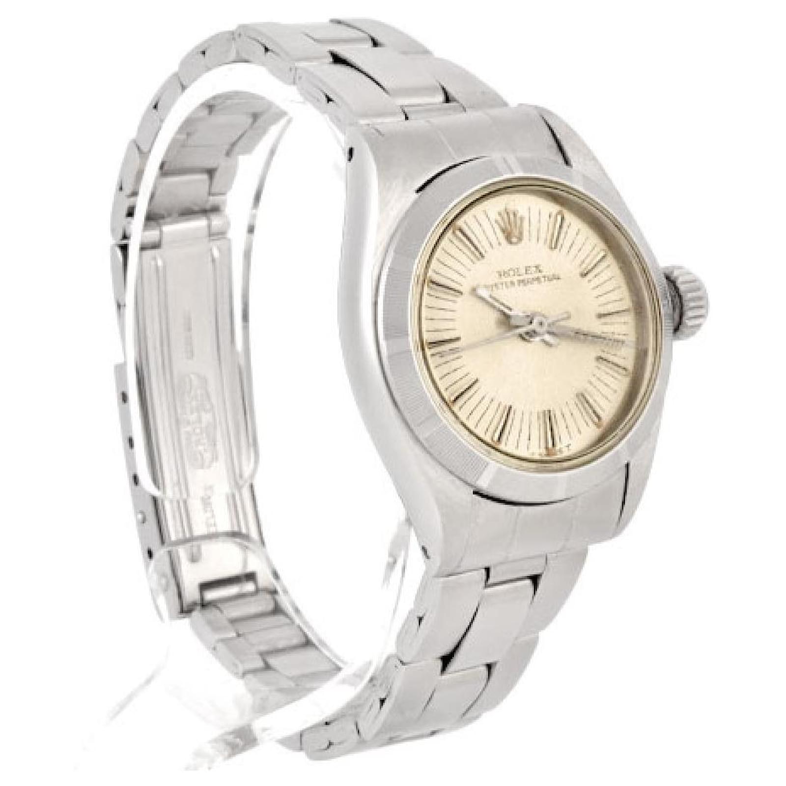 *ROLEX Oyster Perpetual Engine Turned Bezel 6723 SS No.39 Women's Watch ...