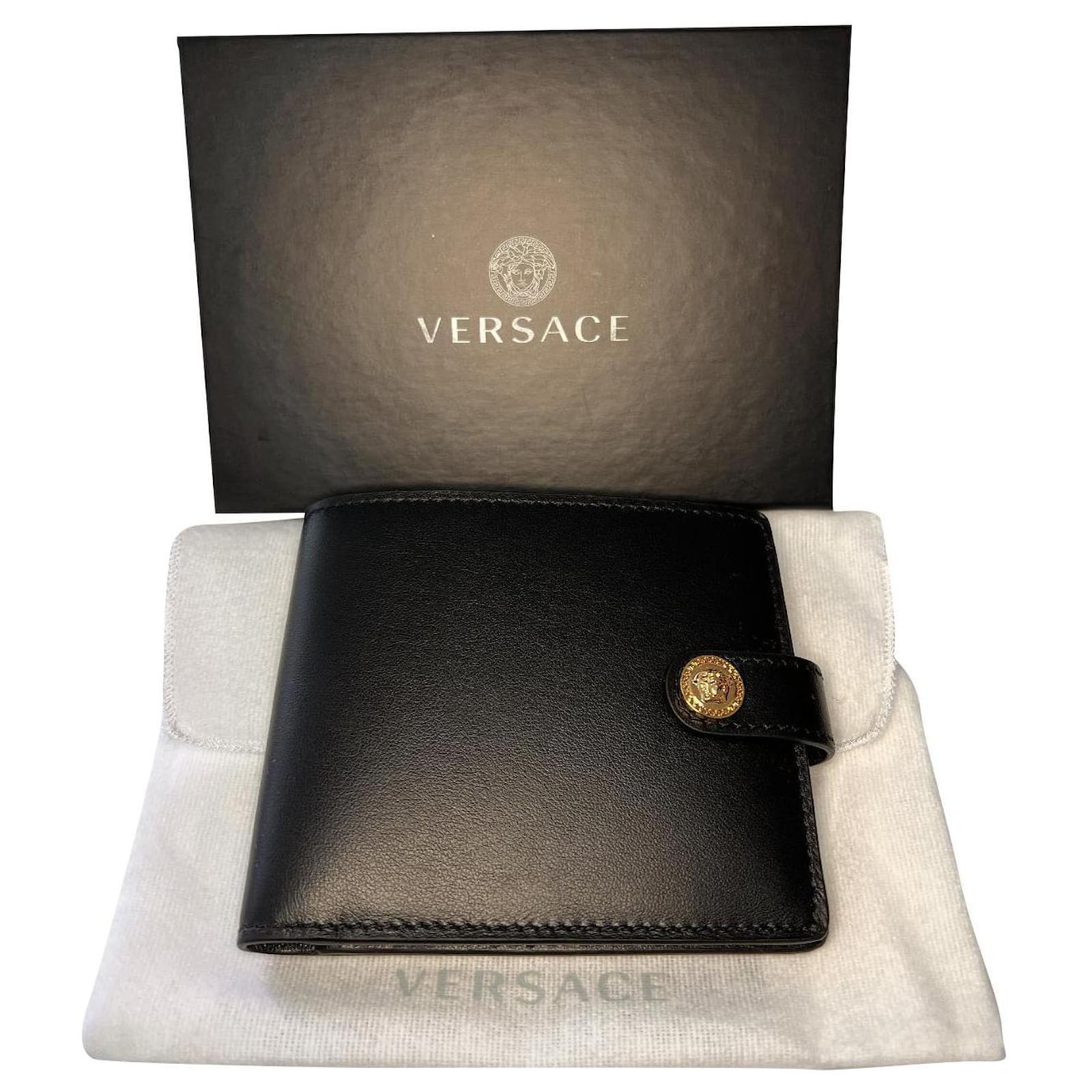 Versace - Compact Wallet Black Leather ref.707792 - Joli Closet