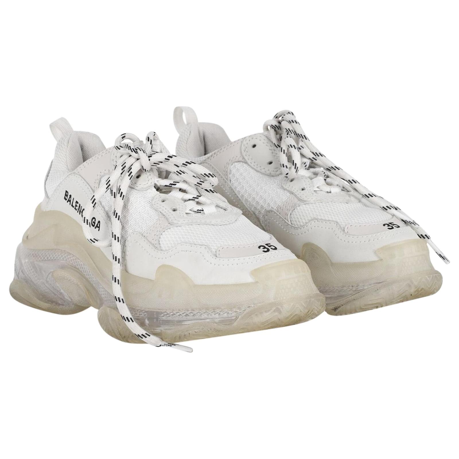 Balenciaga Triple S Clear Sole Sneakers in White Polyurethane Plastic ...
