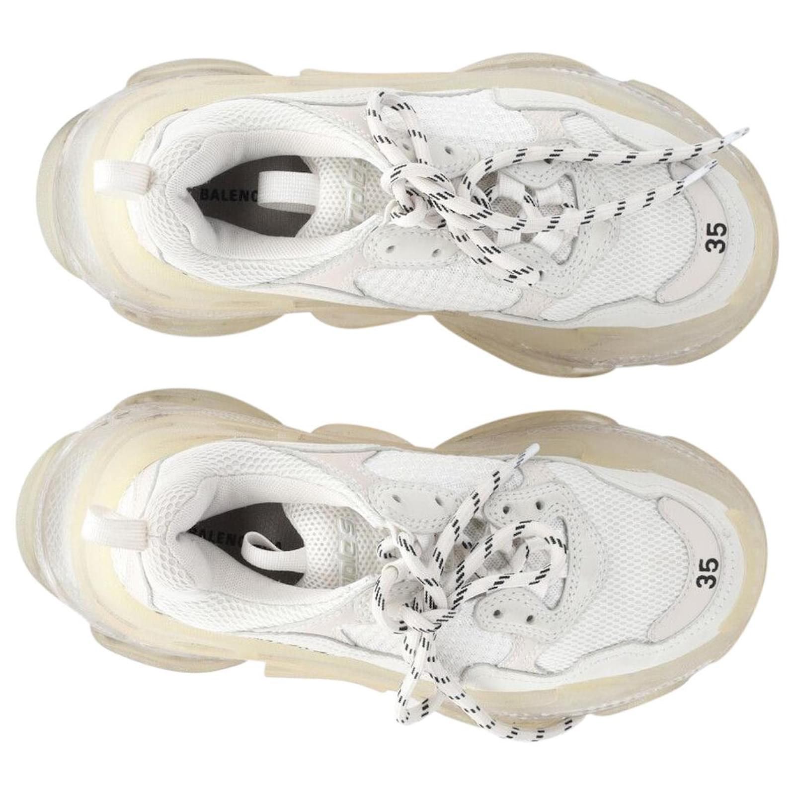 Balenciaga Triple S Clear Sole Sneakers in White Polyurethane Plastic ...