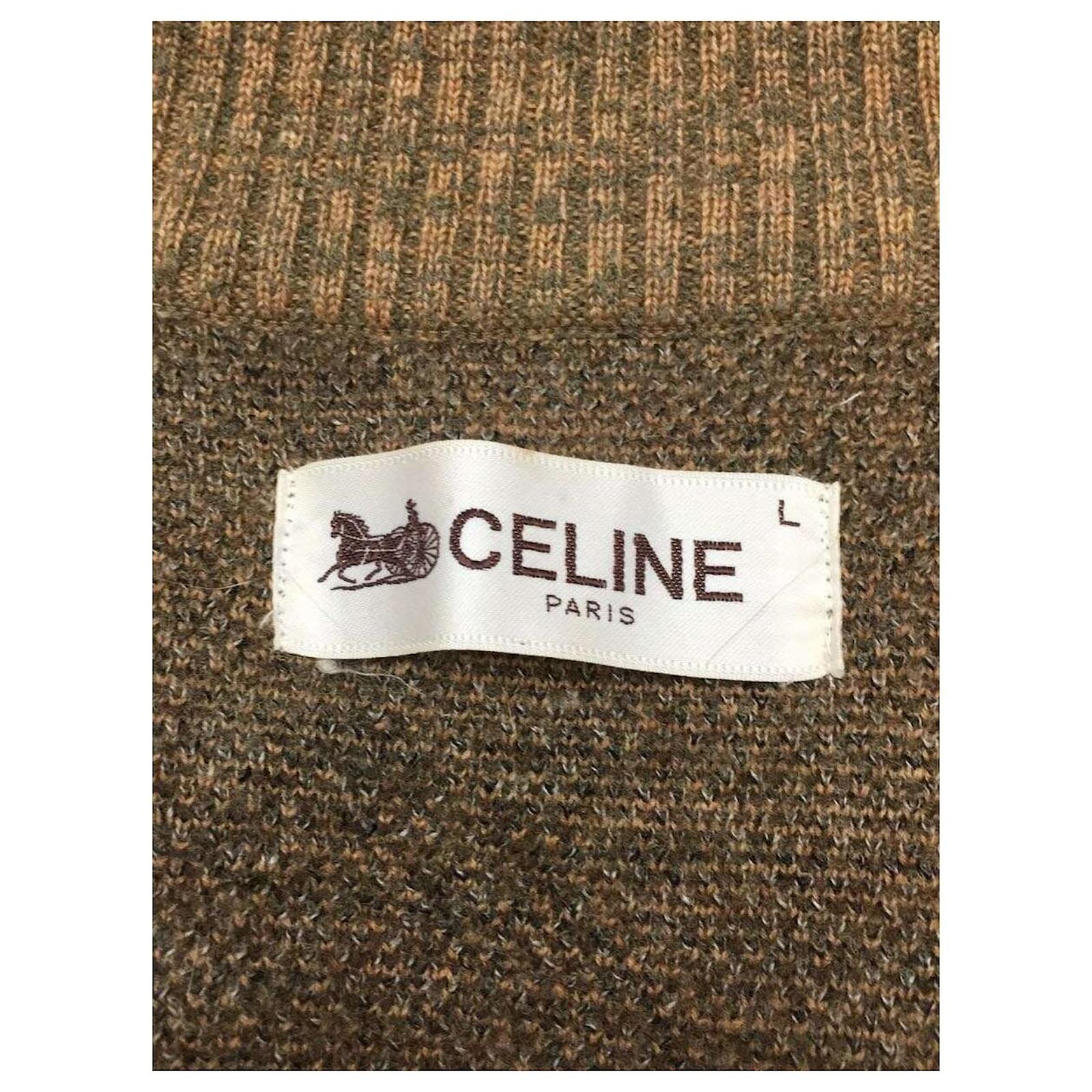 Céline *CELINE Old Celine/ gown coat Native Pattern Brown Wool ref ...