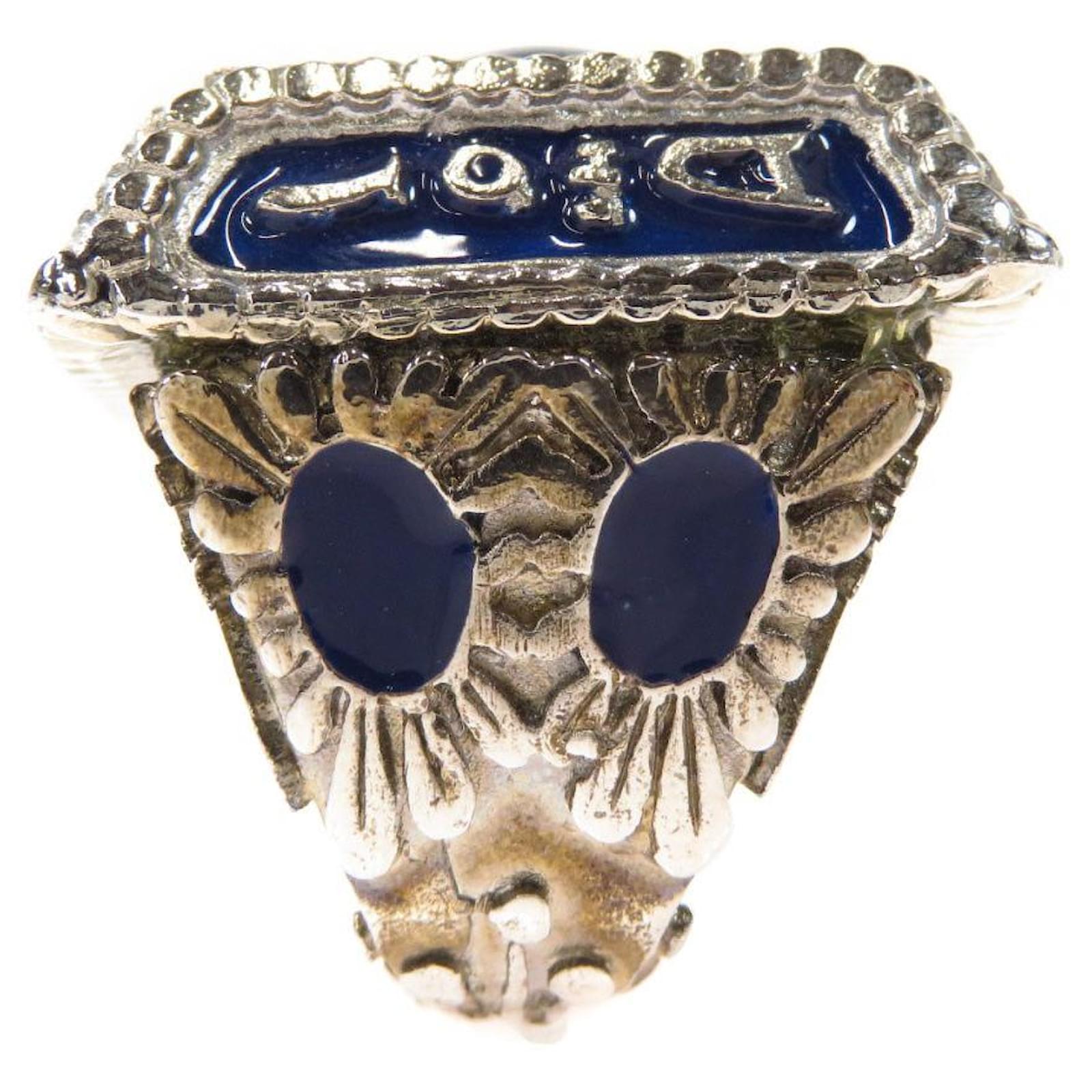 *Christian Dior Logo #50 Ring Metal Unisex Silvery Blue ref.712708 ...