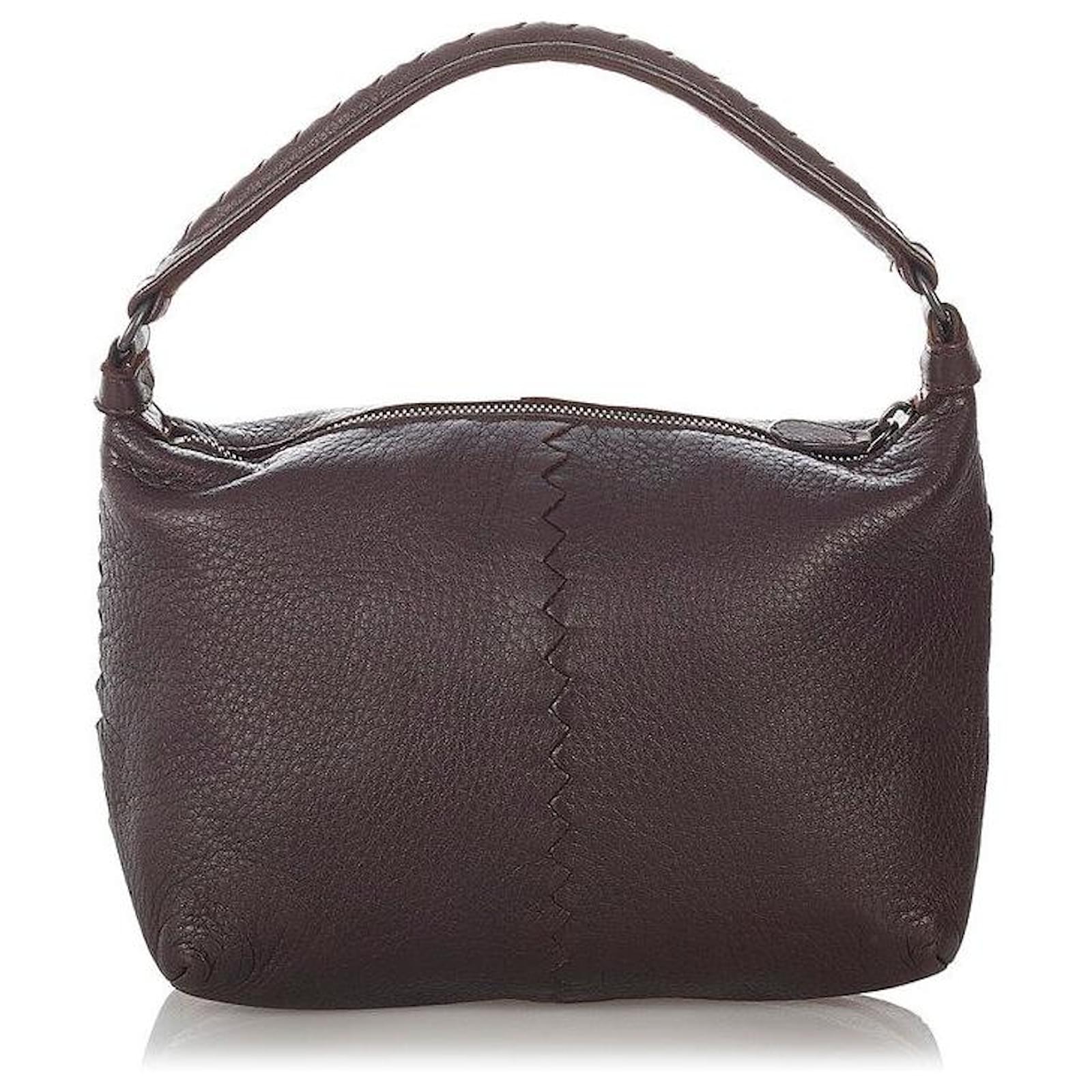 bottega veneta Cervo Leather Hobo Bag red | maroon Brown Pony-style ...
