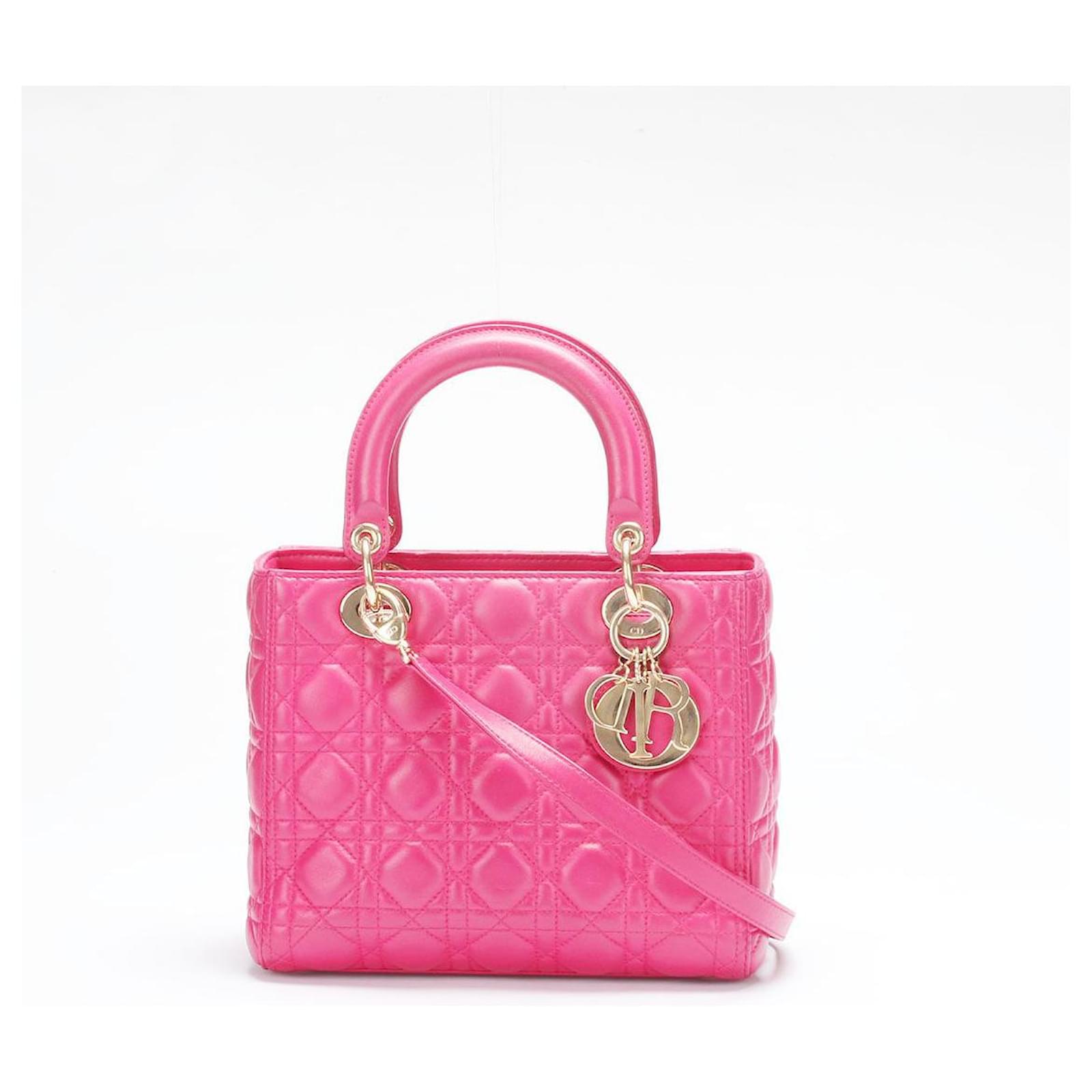 dior Medium Cannage Leder Lady Dior rosa Pink Kalbähnliches Kalb ref ...