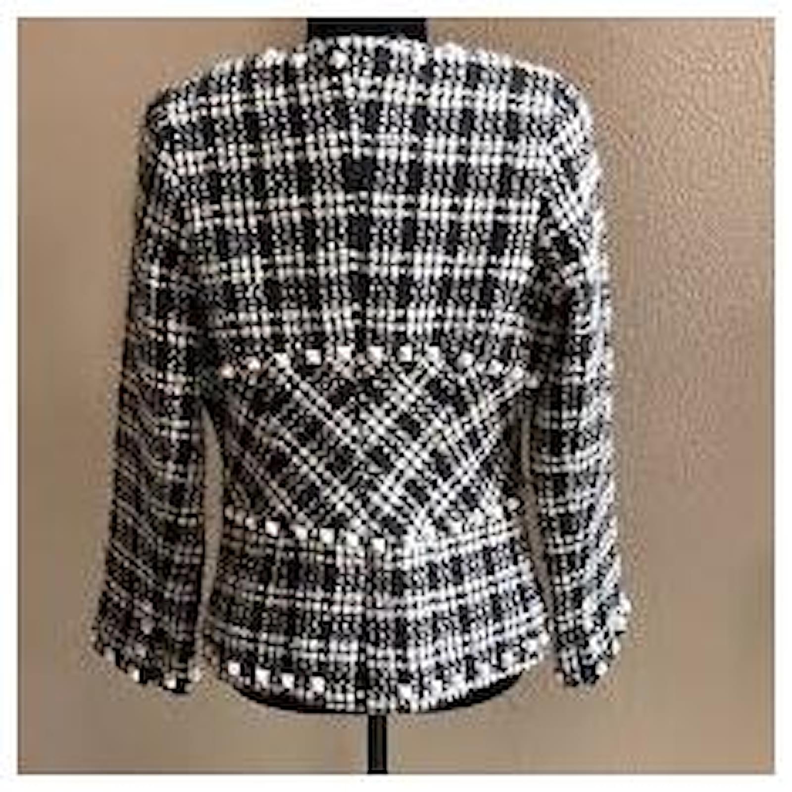 Rare Chanel 03a, 2003 Fall Runway Pyramid Studded Black and White Tweed ...