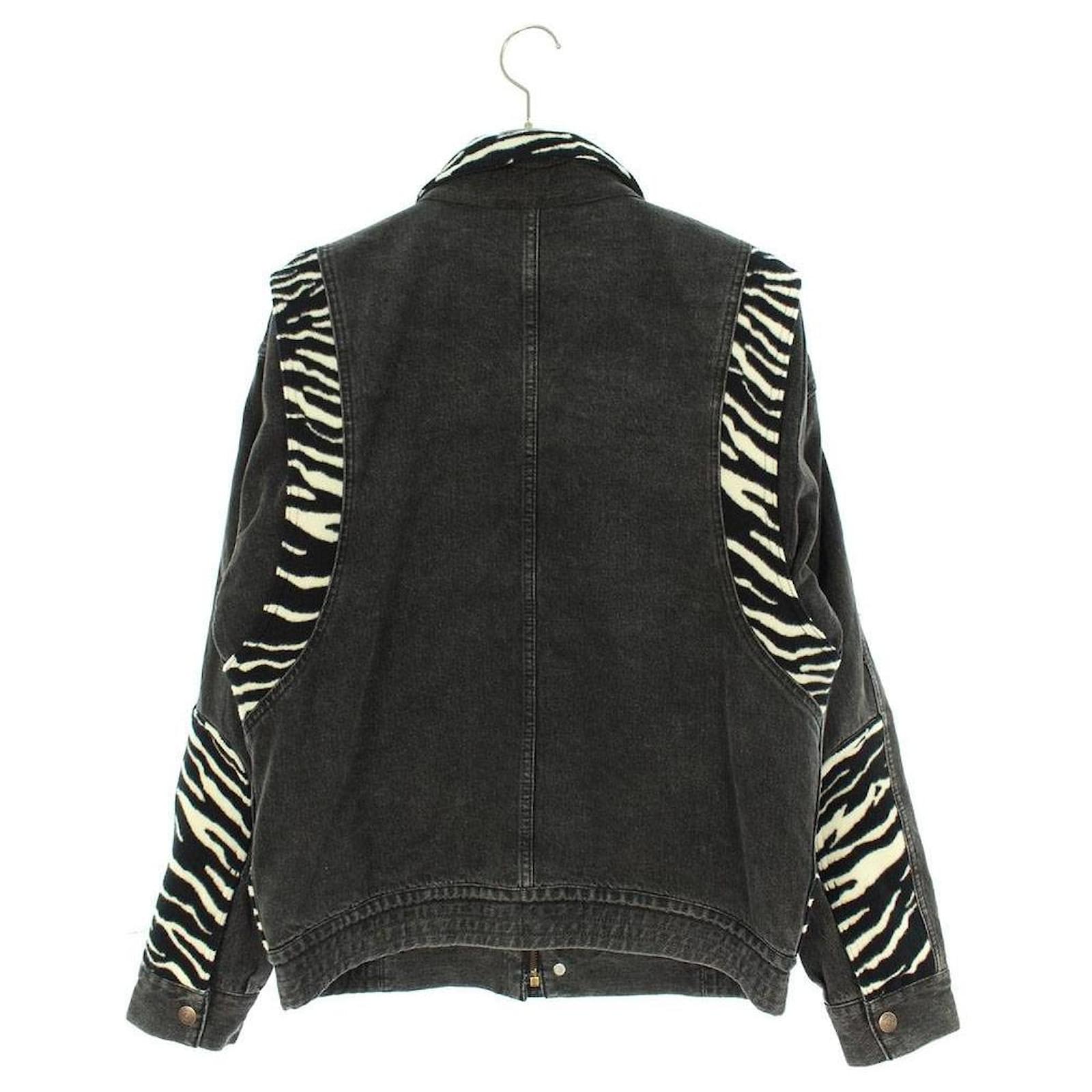 Céline * Celine by Hedi Slimane Zebra pattern switching denim jacket ...