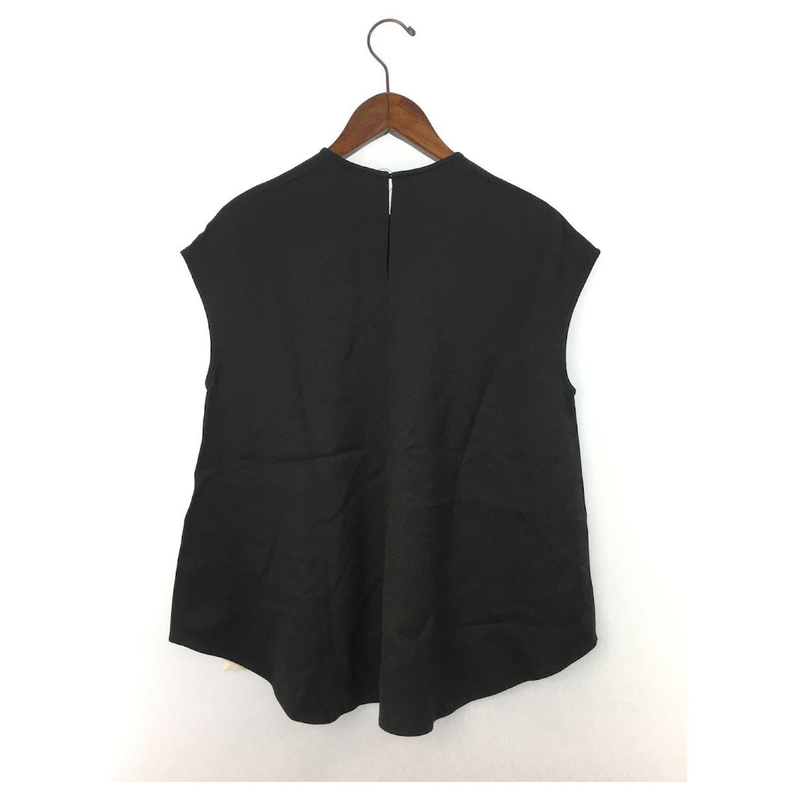Hermès *HERMES /Lift logo blouse/Sleeveless cut-and-sew Black Rayon ref ...