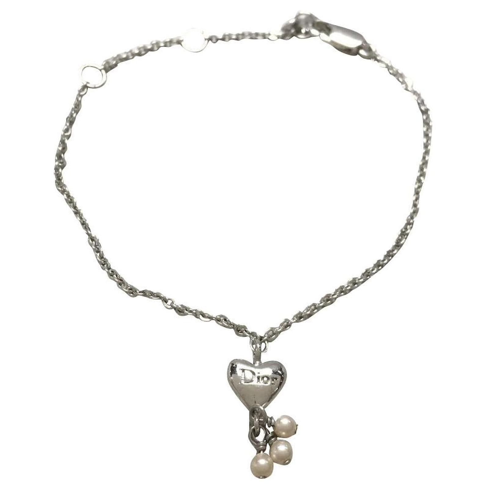 Christian Dior Heart Bracelet Silver hardware Steel ref.716691 - Joli ...