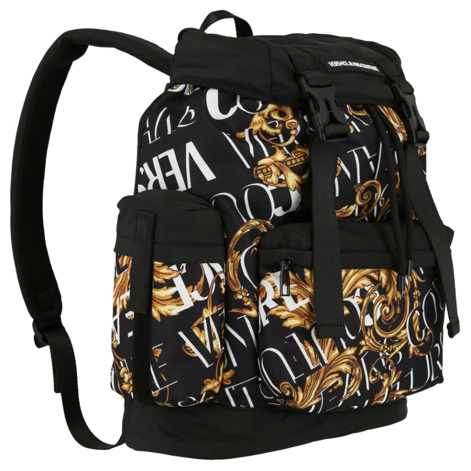 Versace Jeans Couture Versace Jeans Baroque-Print Logo Backpack Black ...