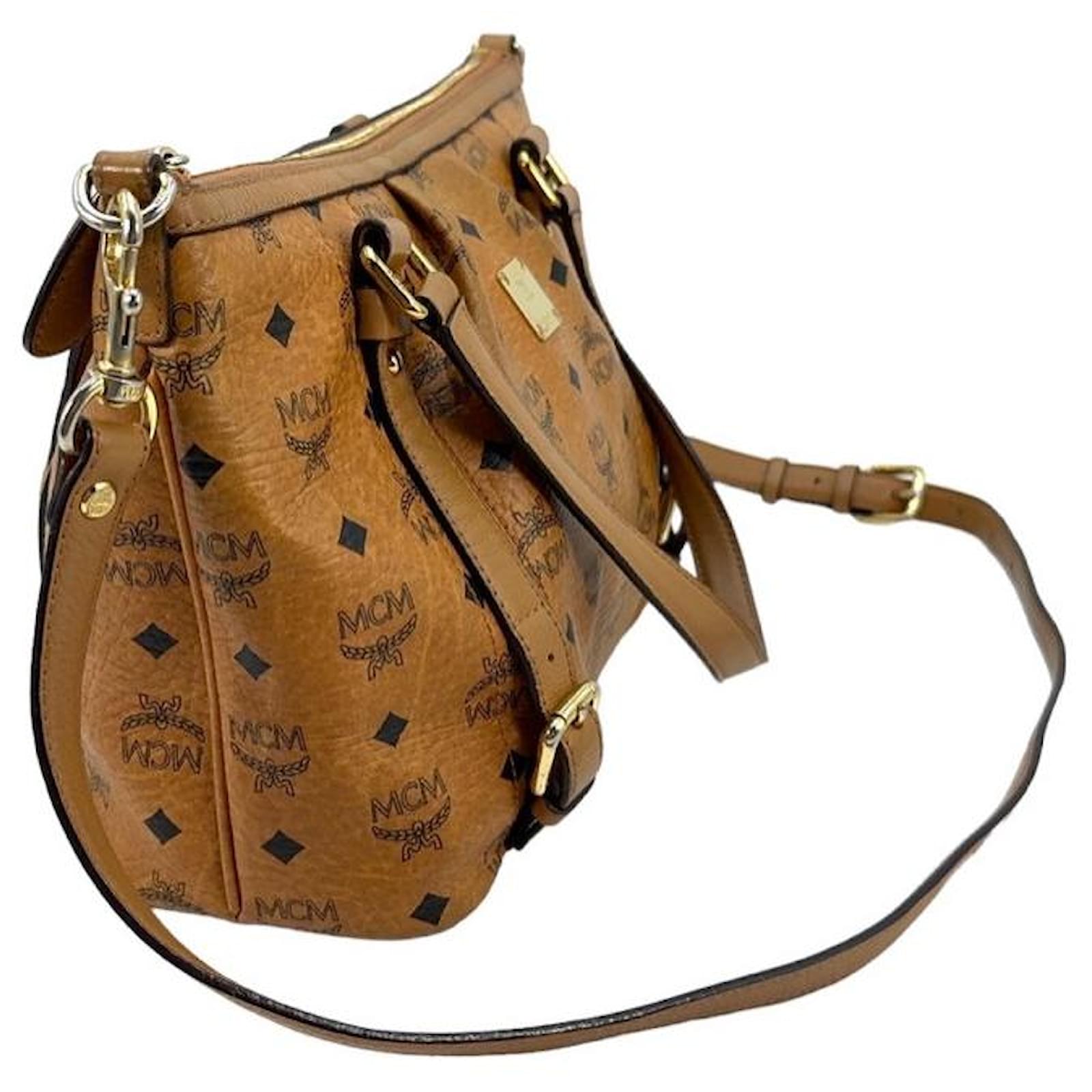 MCM SAC À BANDOULIÈRE COGNAC IMPRIMÉ PETIT LOGO ref.719434 - Joli Closet