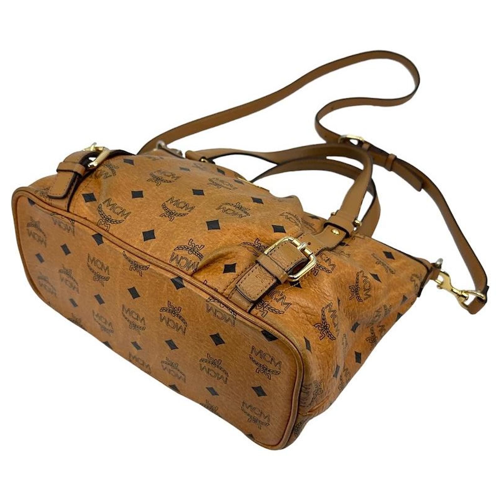 MCM SAC À BANDOULIÈRE COGNAC IMPRIMÉ PETIT LOGO ref.719434 - Joli Closet